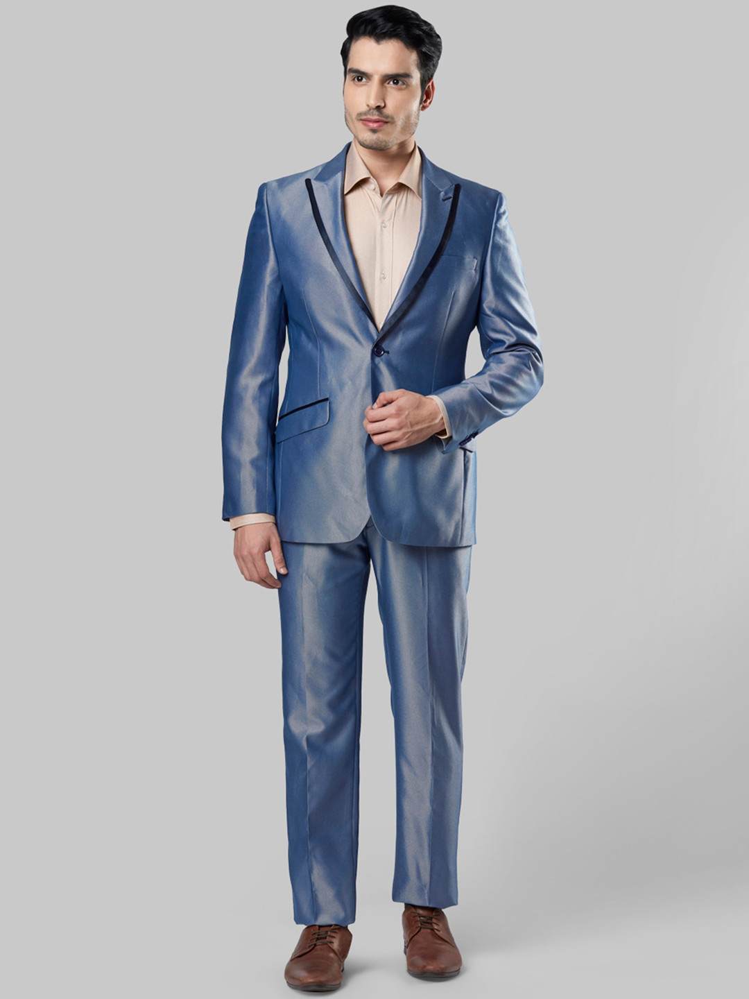 Buy Raymond Men Blue Self Design Single Breasted Suit - Suits for Men ...