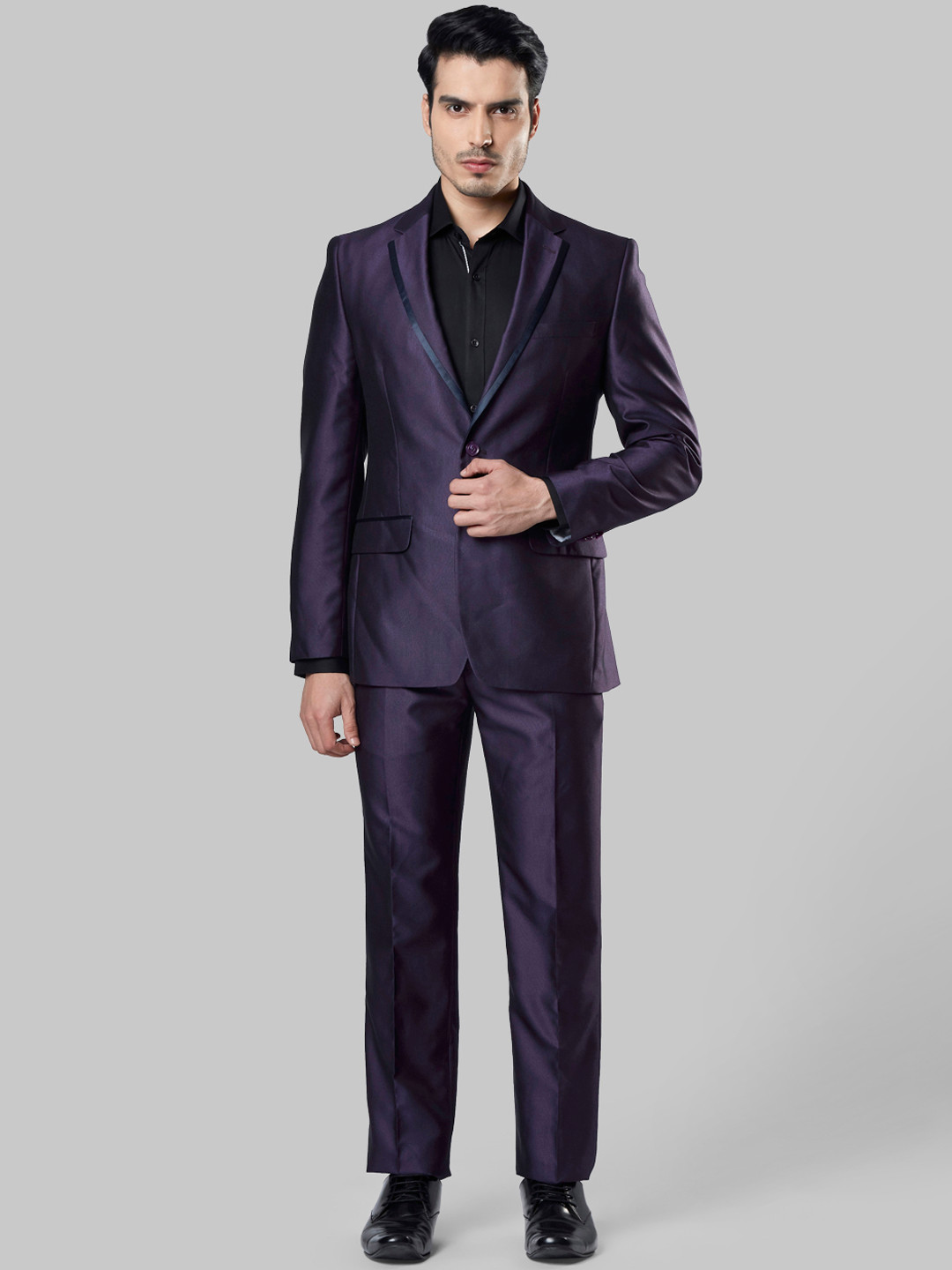 Buy Raymond Men Violet Solid Single Breasted Party Suit - Suits for Men ...