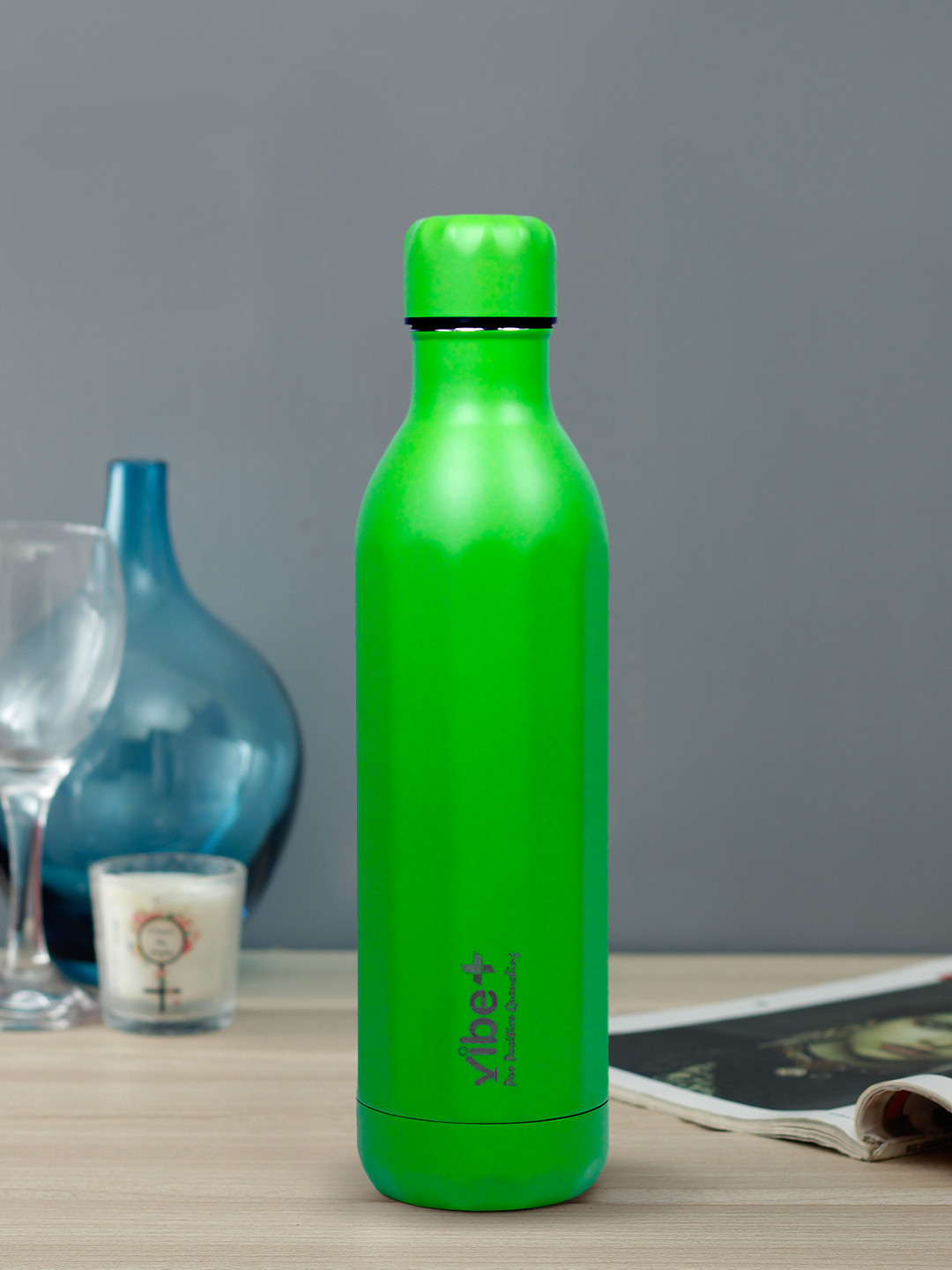 Buy Vibe Plus Unisex Green Solid Double Wall Stainless Steel Water ...