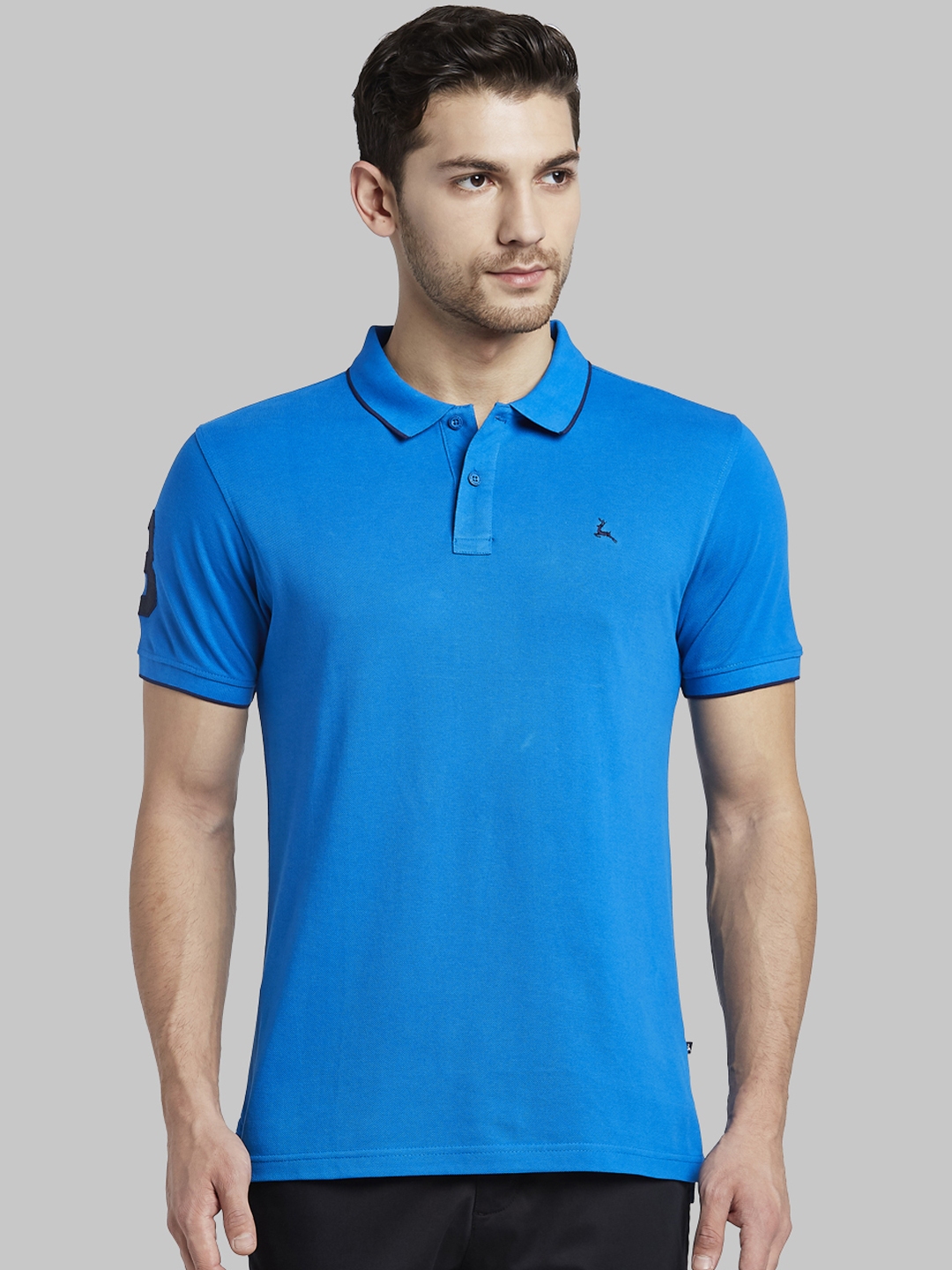 Buy Parx Men Blue Solid Polo Collar T Shirt Tshirts For Men 11400480