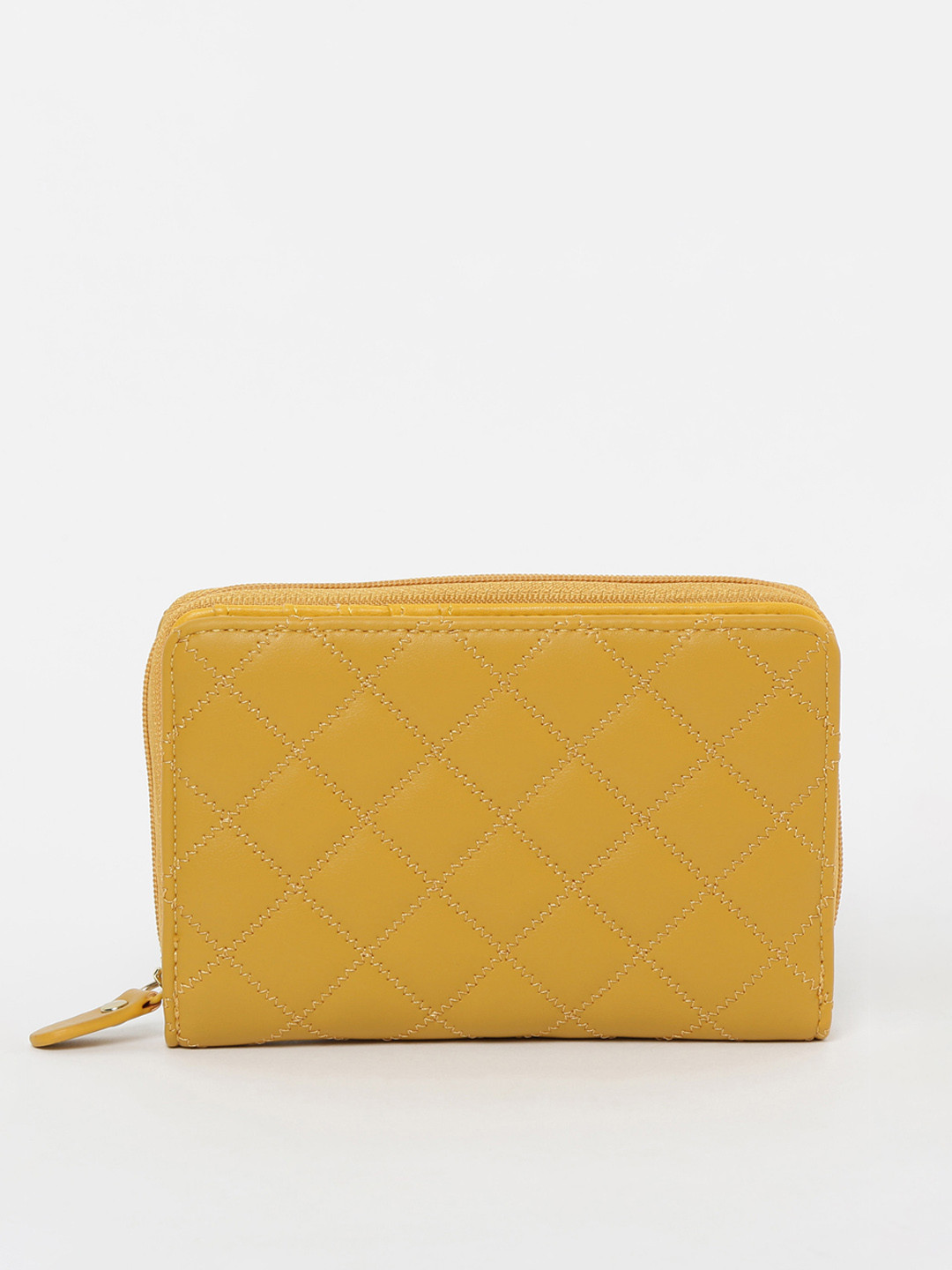 Buy Ginger By Lifestyle Women Yellow Textured Zip Around Wallet ...