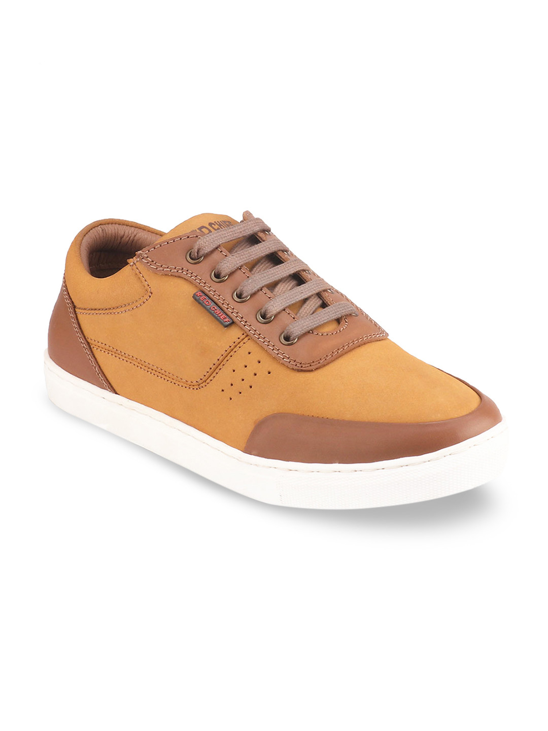 Buy Red Chief Men Tan Brown Leather Sneakers - Casual Shoes for Men ...