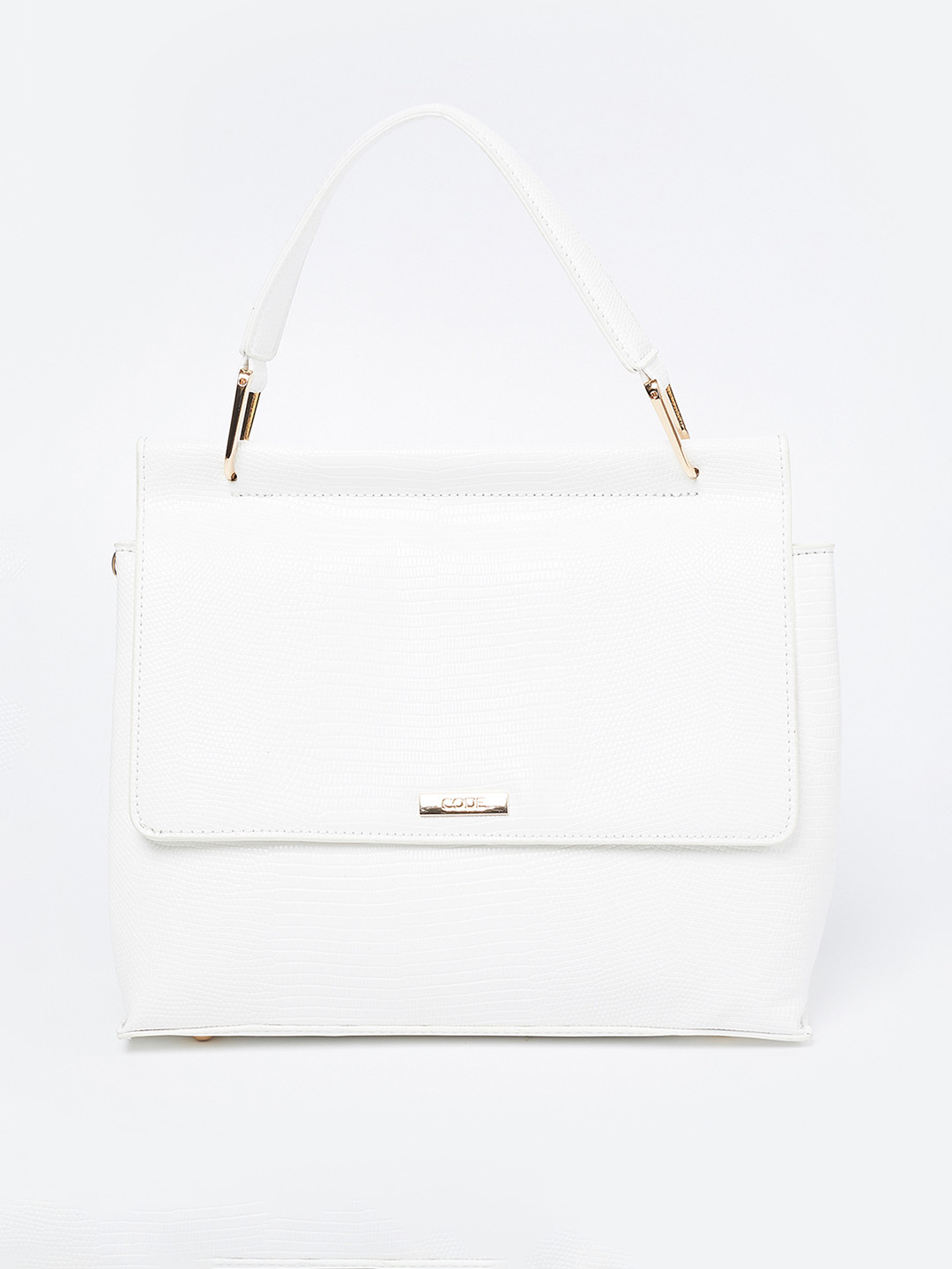 Buy CODE By Lifestyle White Solid Shoulder Bag - Handbags for Women ...