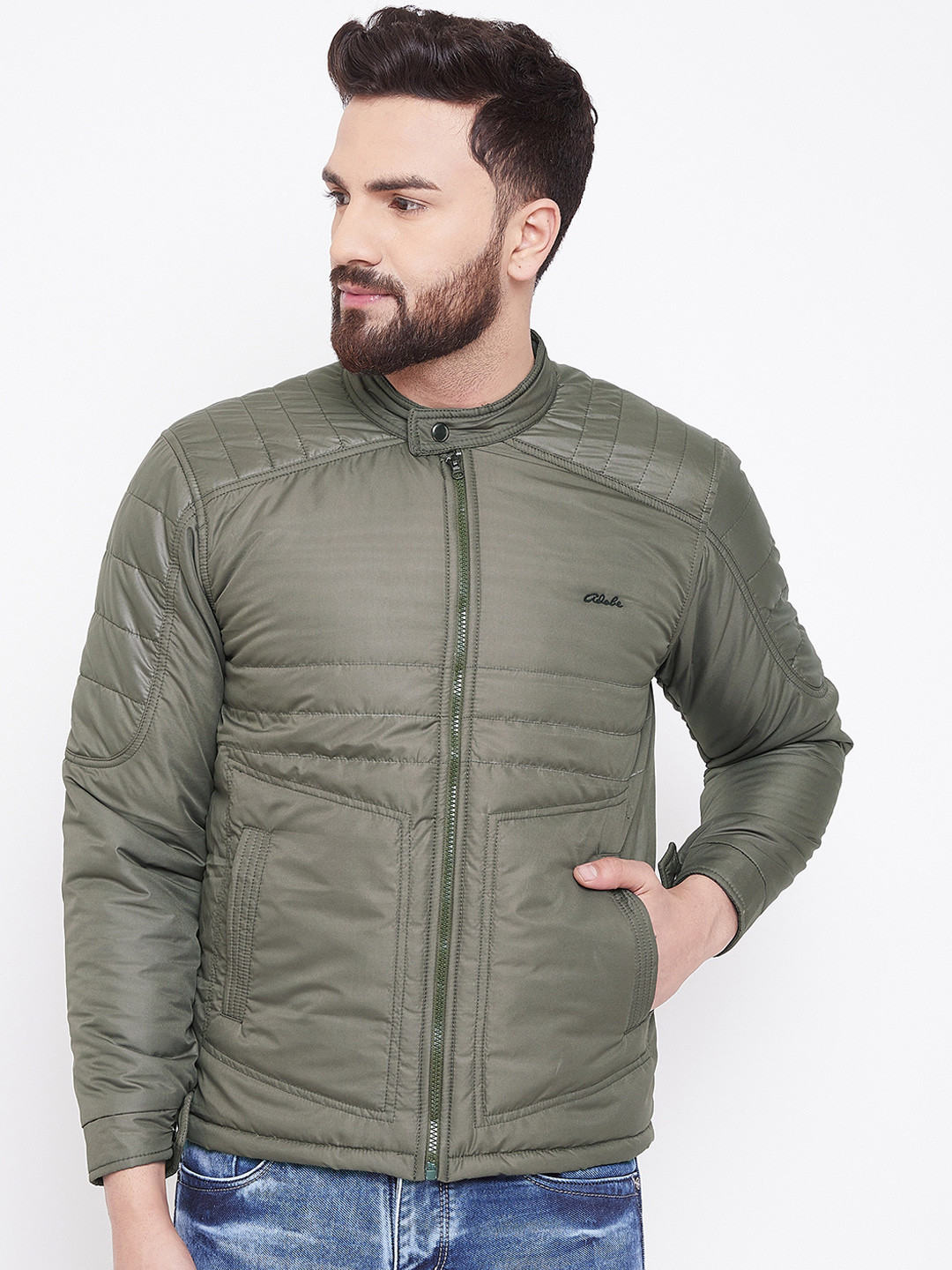 Buy Adobe Men Olive Green Solid Puffer Jacket - Jackets for Men 11272638 | Myntra