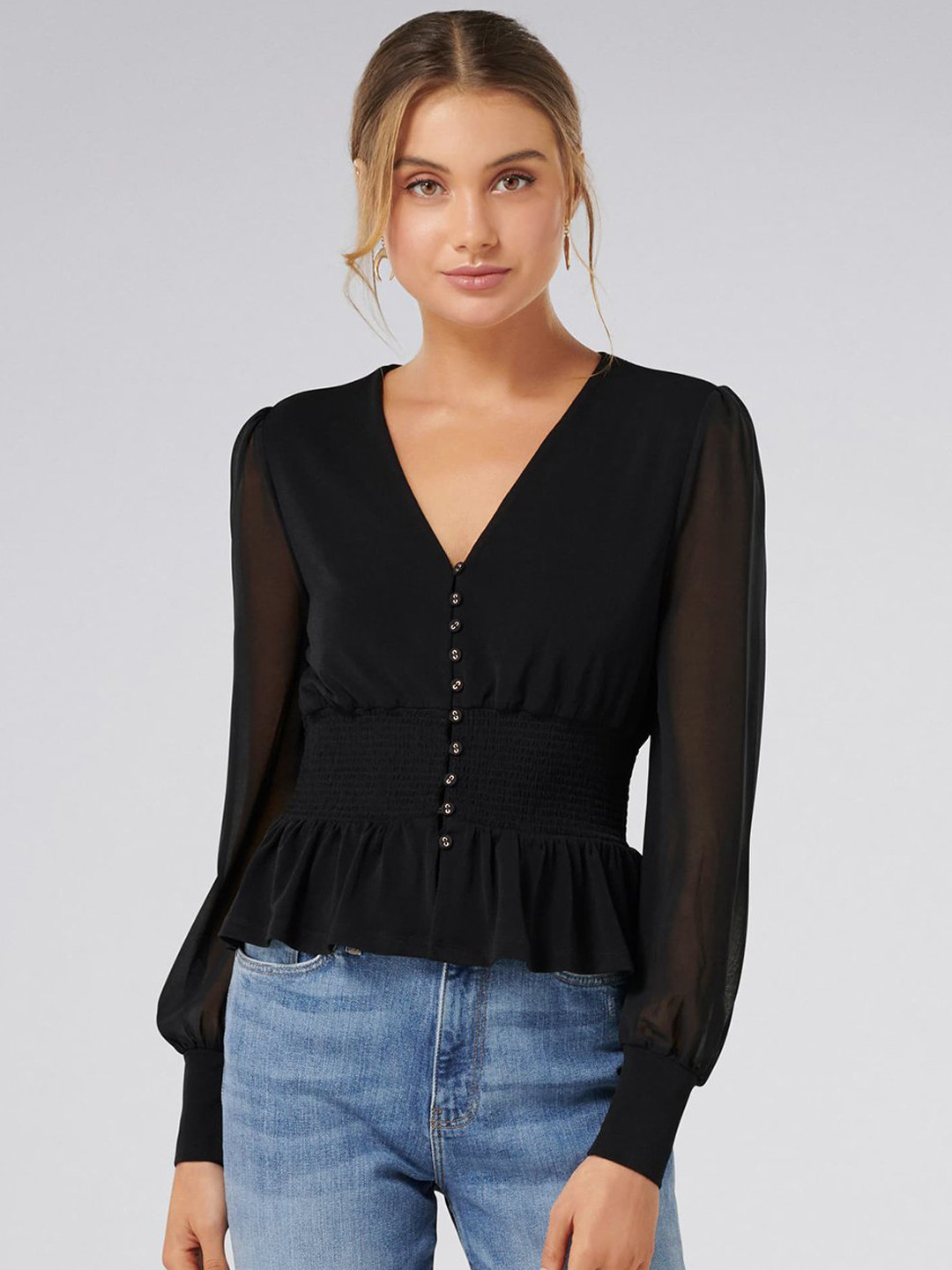 Buy Forever New Women Black Solid Top - Tops for Women 11275254 | Myntra