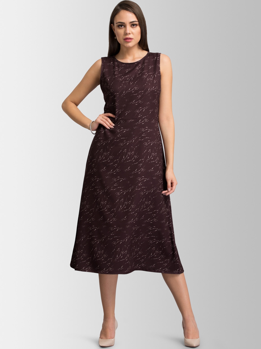 Buy FableStreet Women Burgundy & White Printed Fit And Flare Dress ... Buy FableStreet Women Burgundy & White Printed Fit And Flare Dress ...