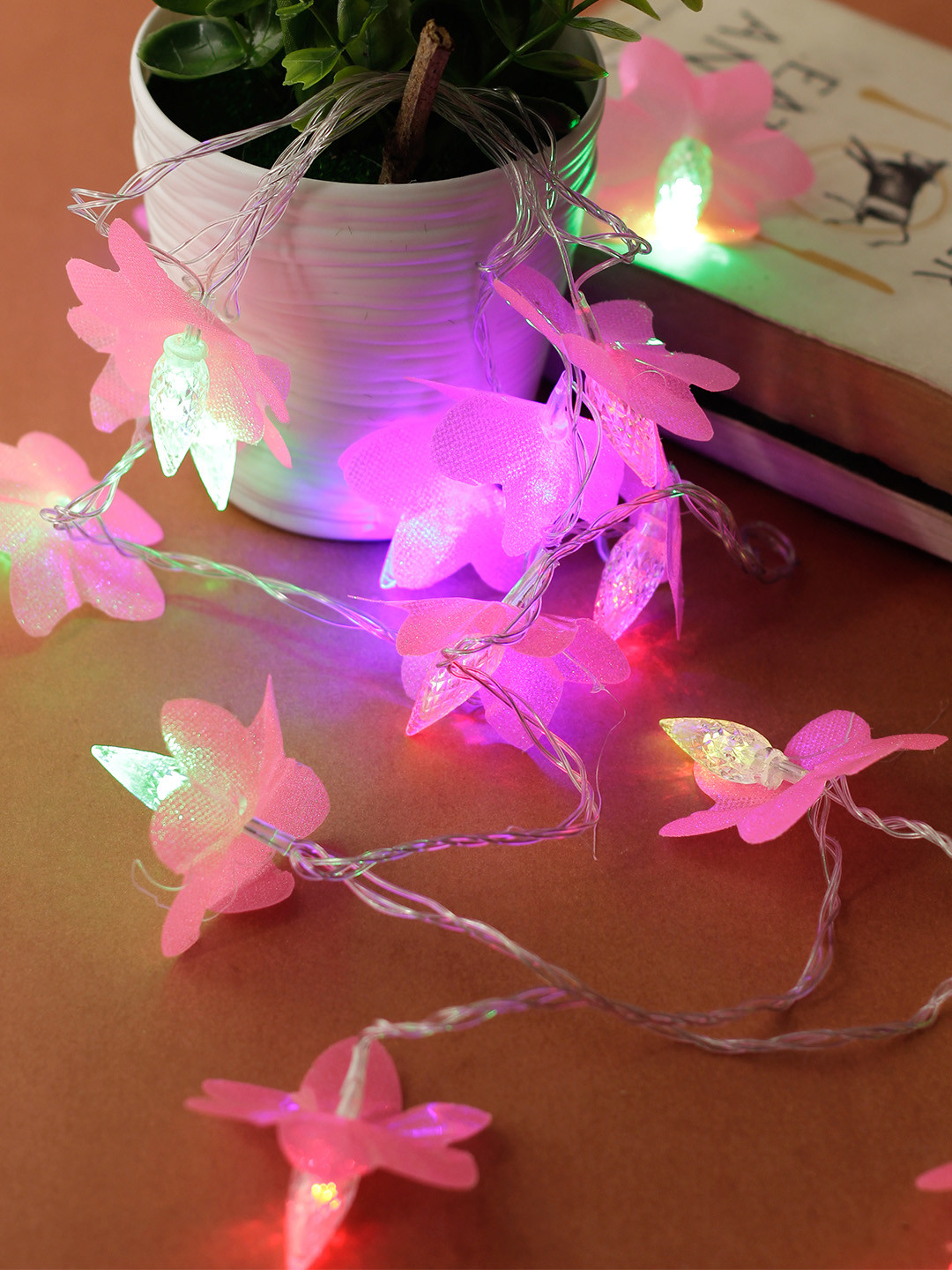 Buy Aesthetic Home Solutions Pink Solid Floral Shaped String Lights ...