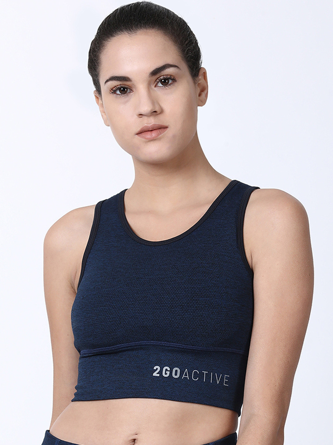 Buy 2GO Navy Blue Solid Non Wired Non Padded Sports Bra EL WSB454 A9 ...