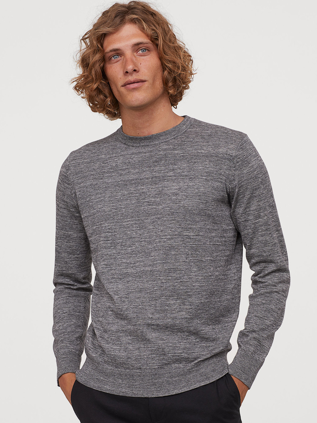 Buy H&M Men Grey Fine Knit Jumper - Sweaters for Men 11289670 | Myntra