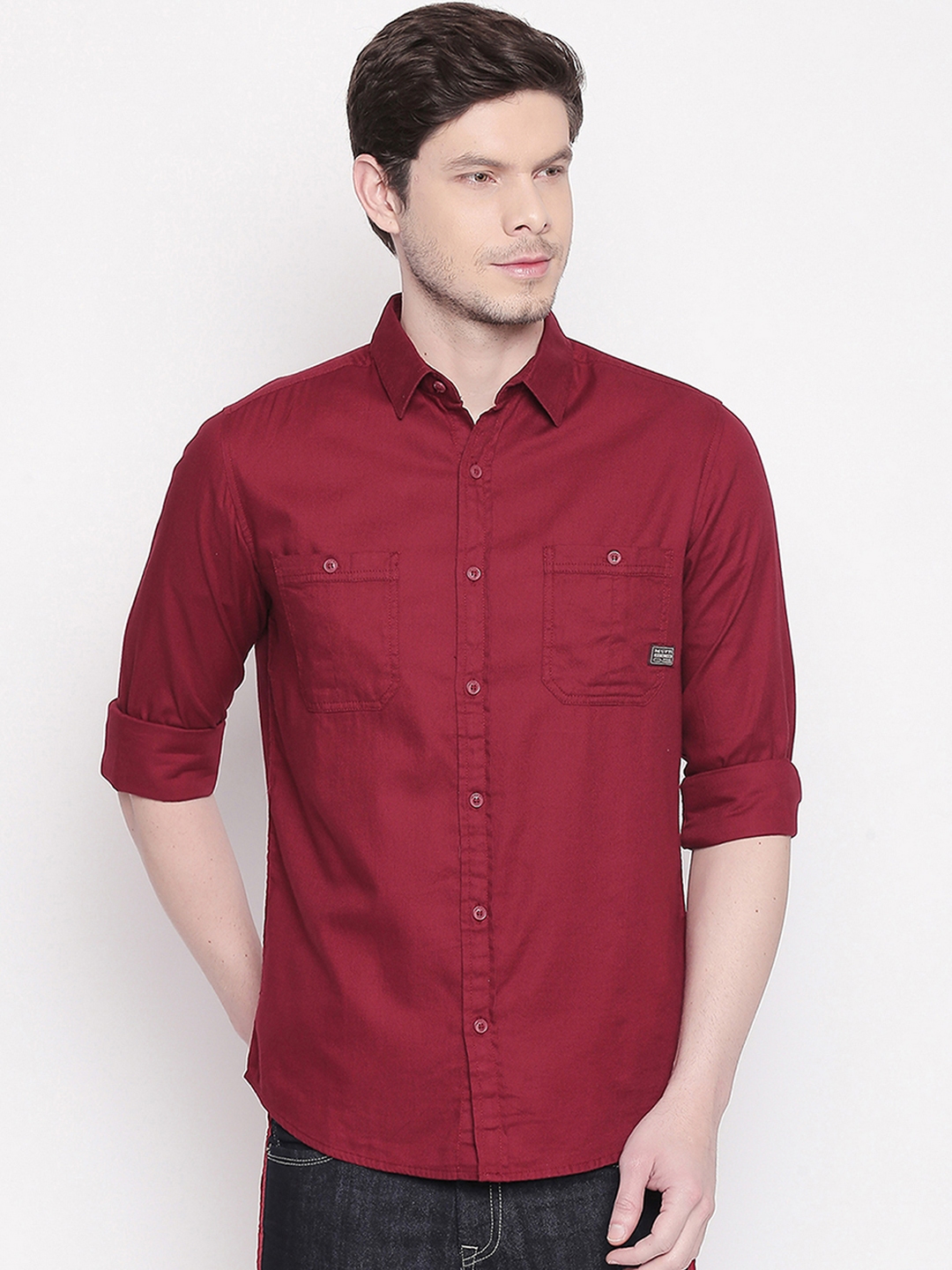 Buy Mufti Men Red Slim Fit Solid Casual Shirt Shirts For Men 11290882