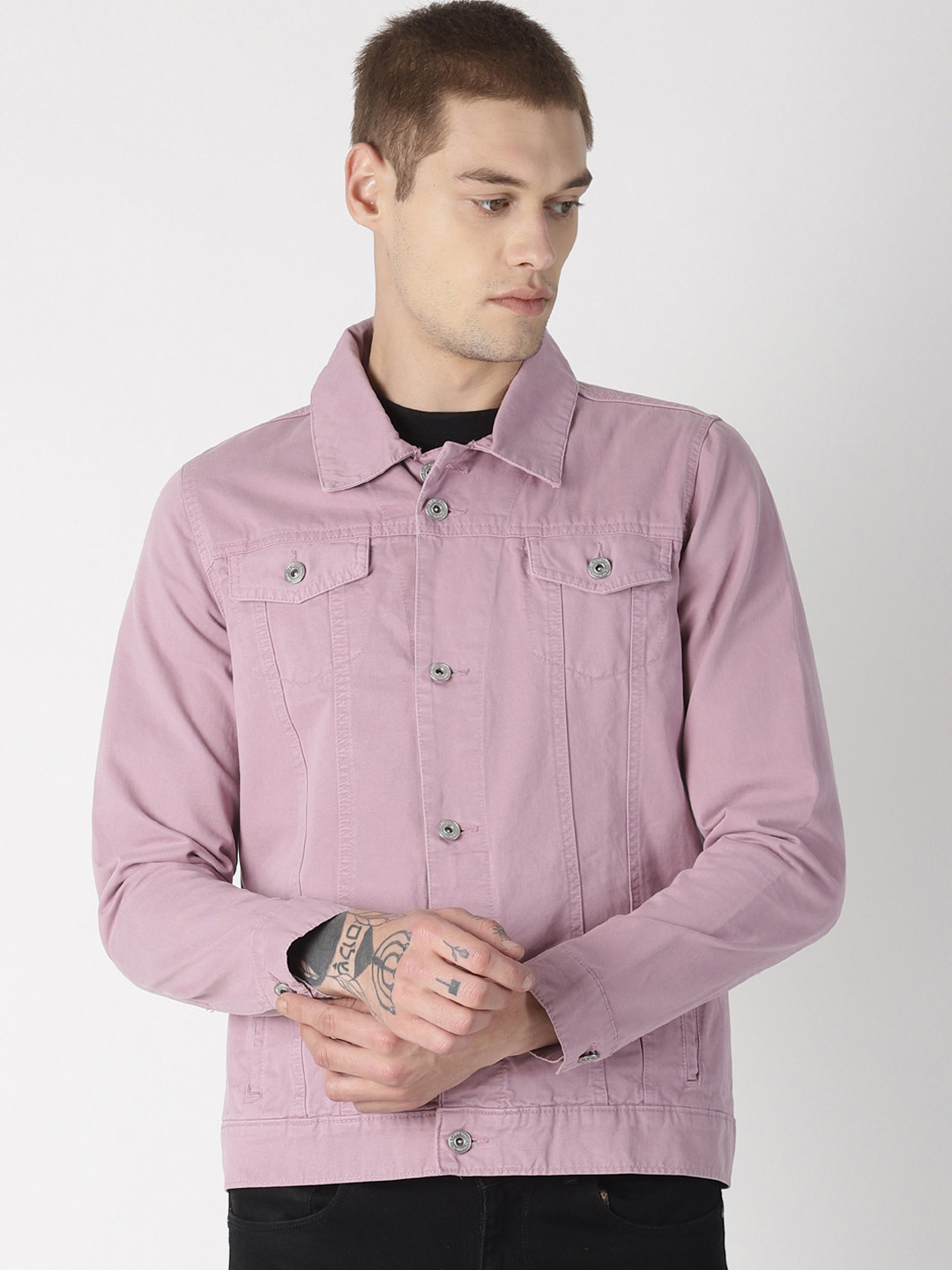 Buy Blue Saint Men Mauve Solid Denim Jacket - Jackets for Men 11297902 ...