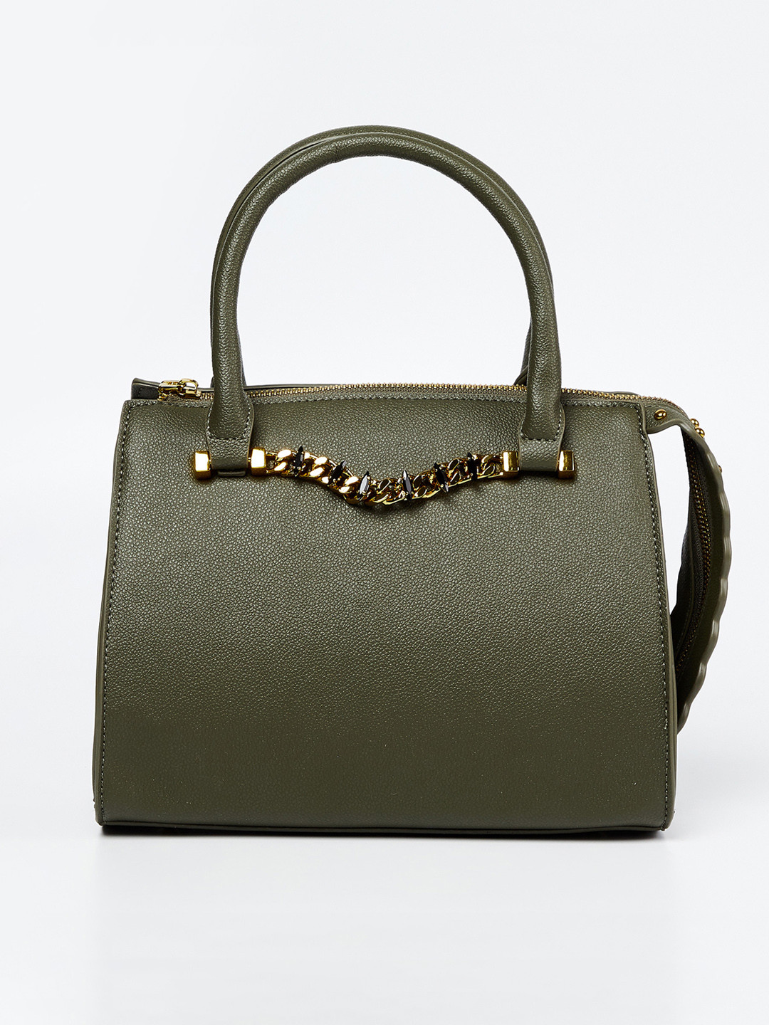 Buy CODE By Lifestyle Olive Green Solid Handheld Bag - Handbags for ...