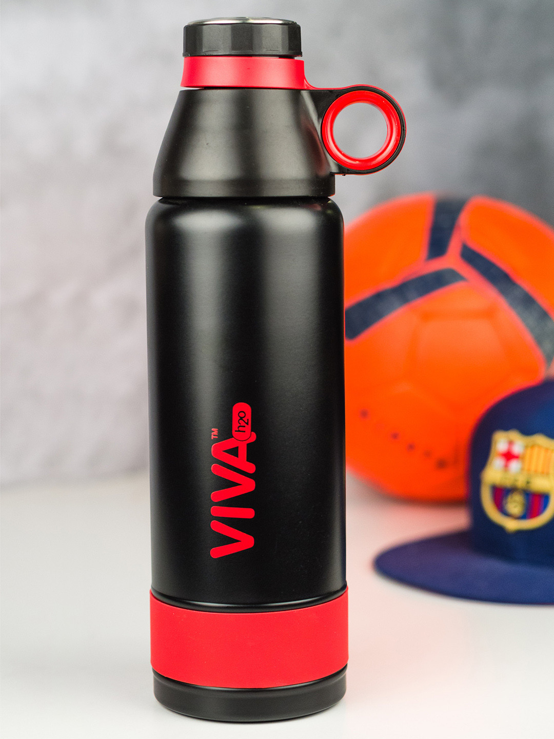 Buy VIVA H2o Black & Red Solid Stainless Steel Vaccum Insulated Water ...