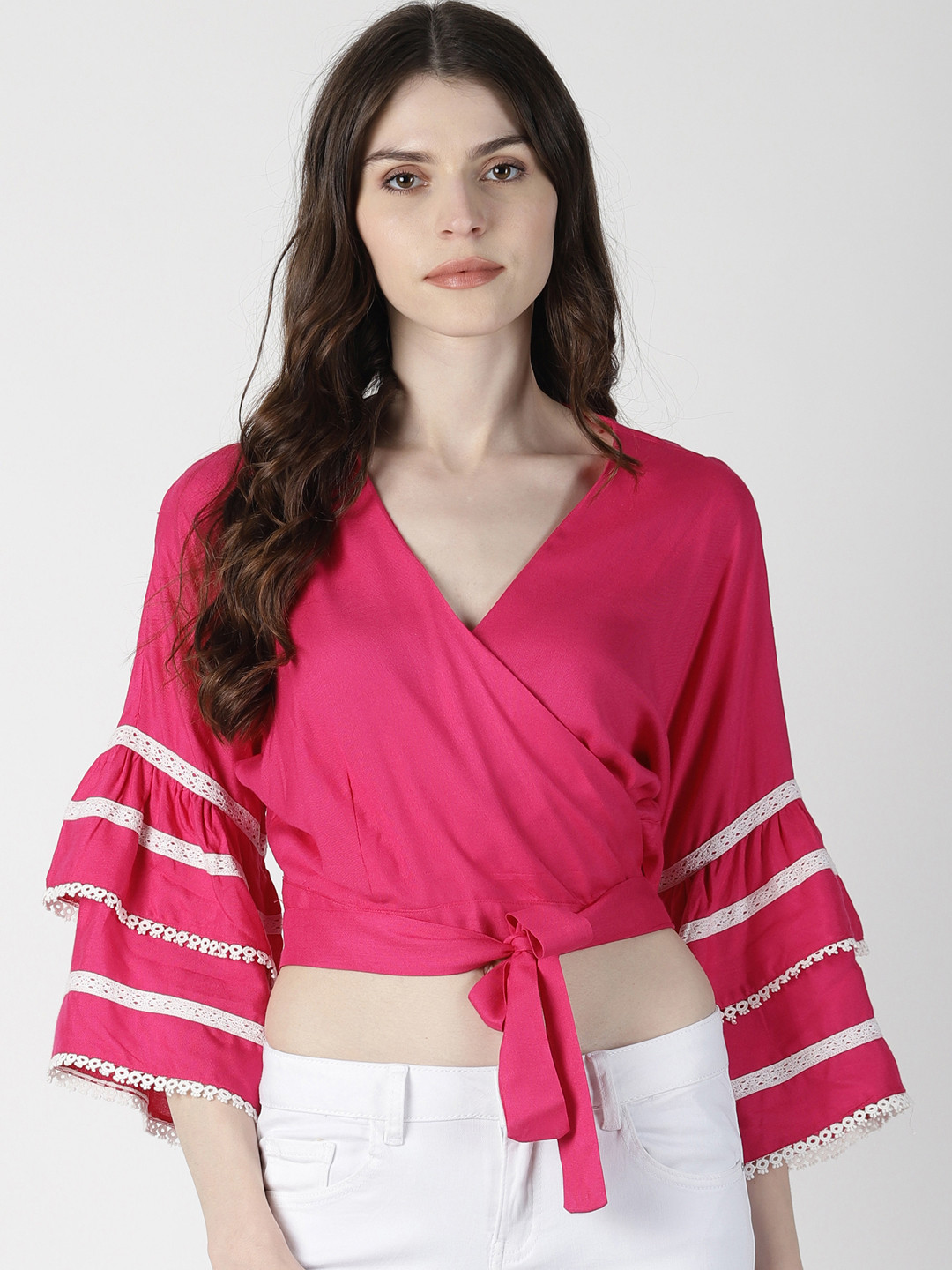 Buy AARA Women Pink Self Design Wrap Top - Tops for Women 11302410 | Myntra