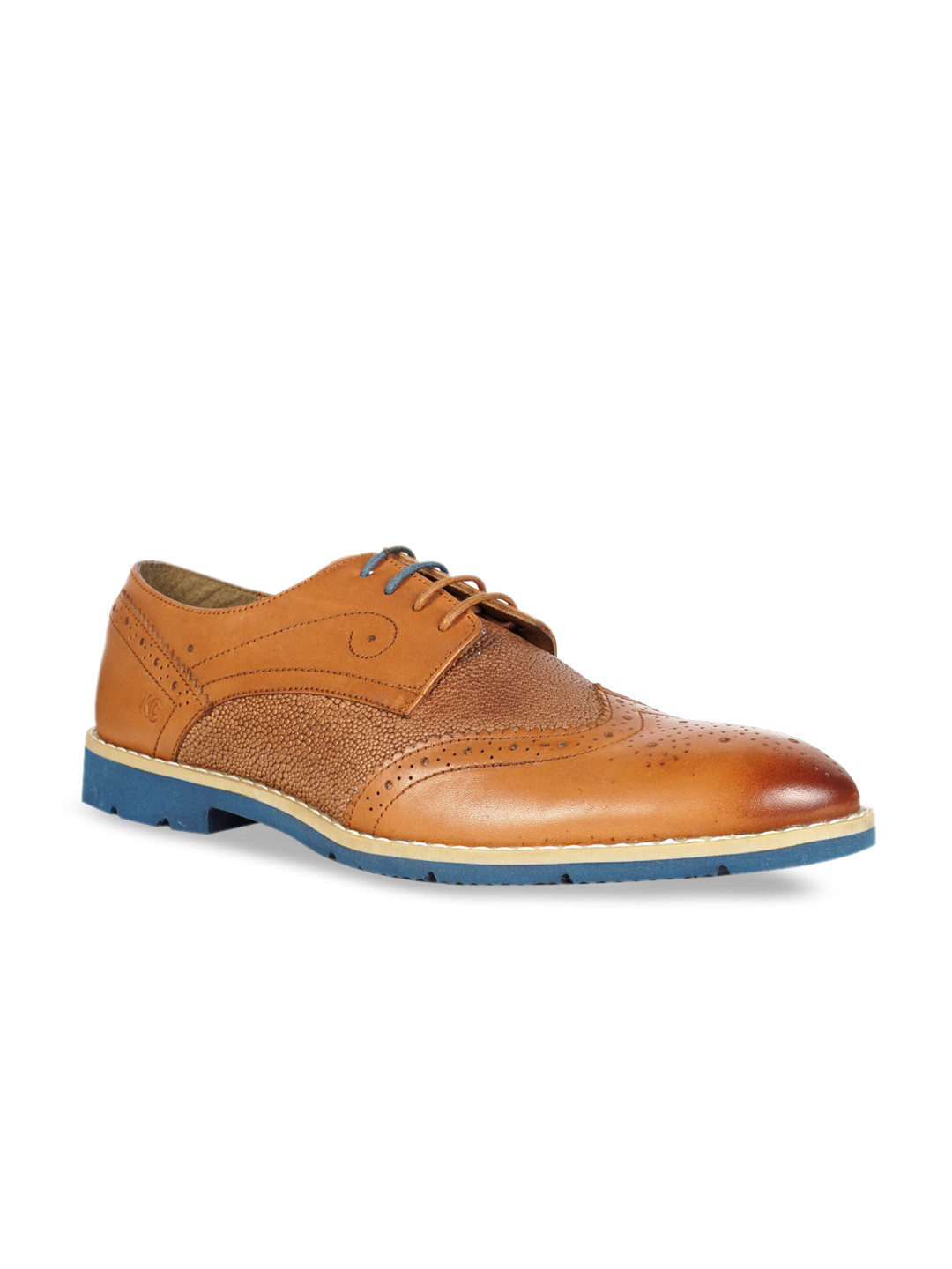 Buy Kenneth Cole Men Brown Textured Leather Formal Brogues - Formal ...