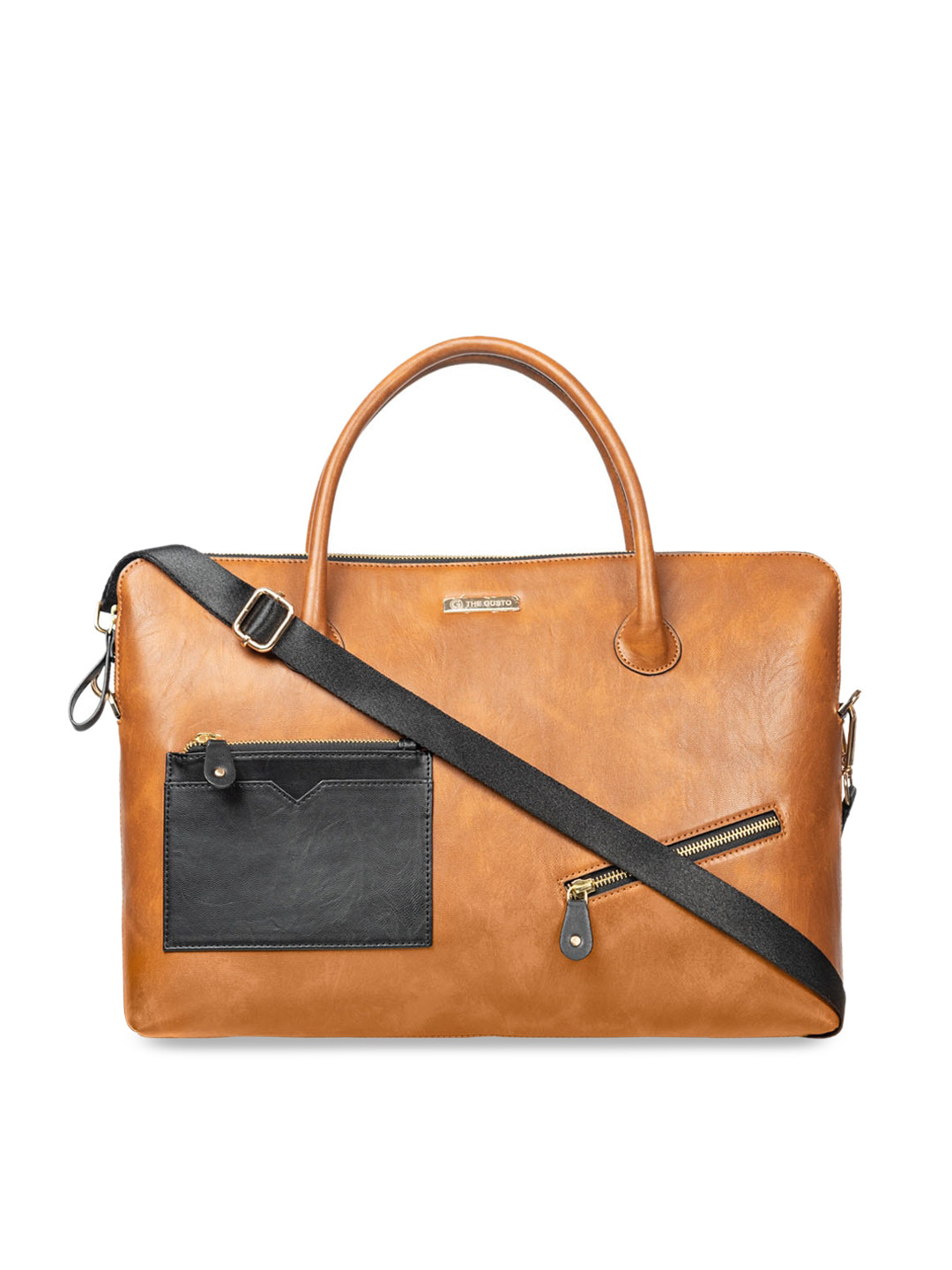 Buy THE GUSTO Tan Colourblocked Handheld Bag - Handbags for Unisex ...