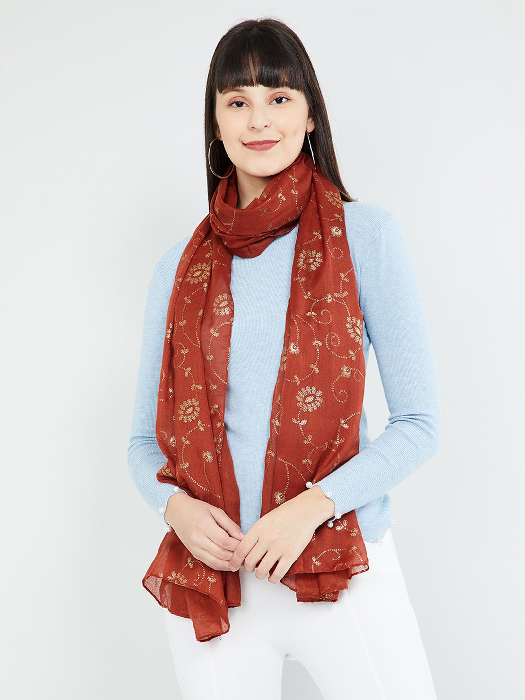 Buy Max Women Rust Printed Scarf - Scarves for Women 12639792 | Myntra