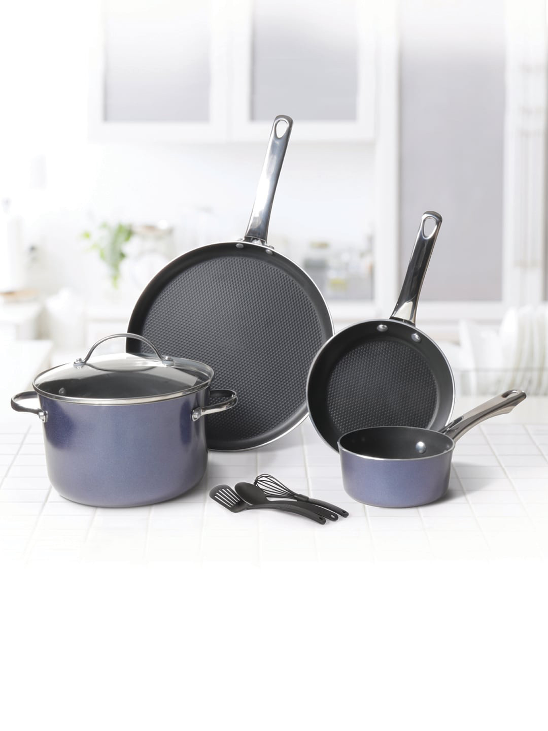 Buy MEYER Blue 8 Pcs Cookware Set Saucepan+Casserole+Frypan+Flat Tawa ...