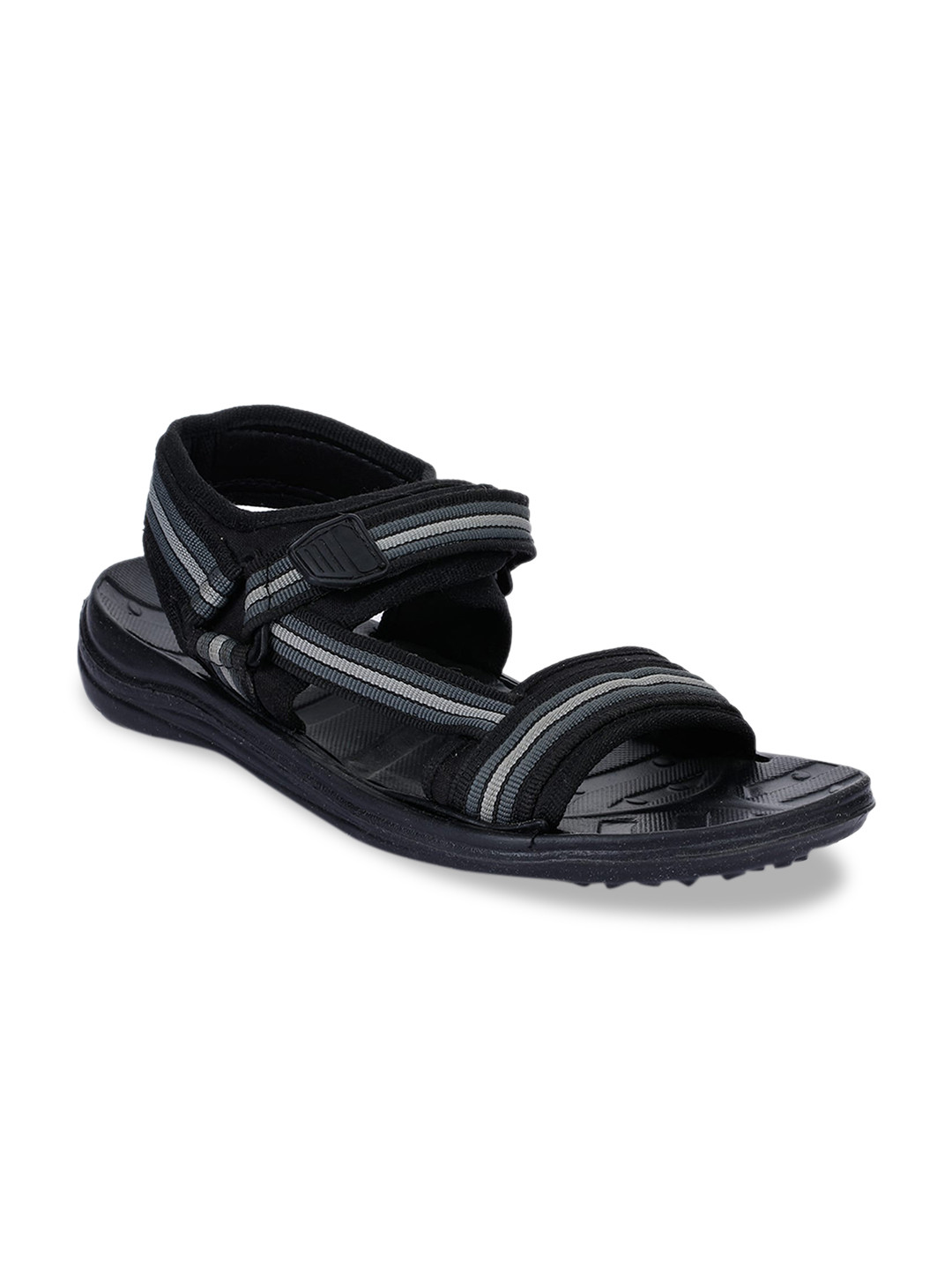Buy Liberty Men Black & Grey Striped Sports Sandals - Sandals for Men ...