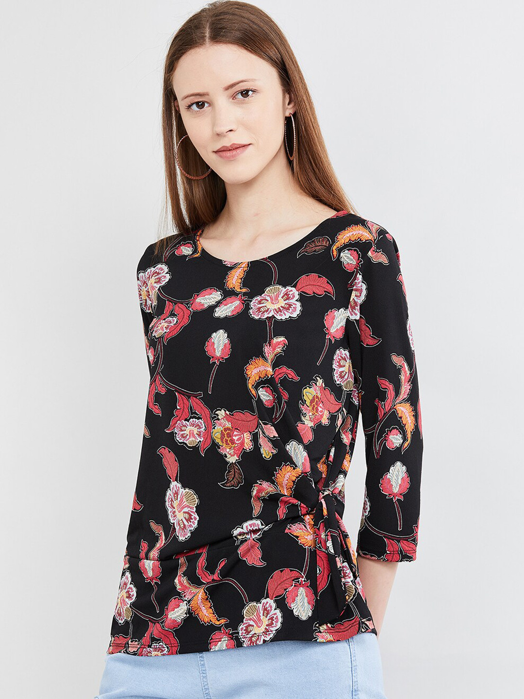 Buy Max Women Black Printed Top - Tops for Women 12642324 | Myntra