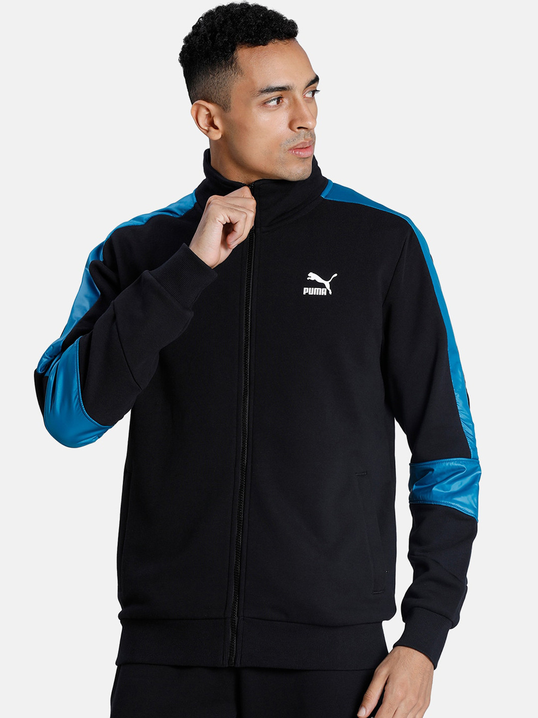 Buy Puma Men Black Colourblocked Quilted Track Jacket - Jackets for Men ...