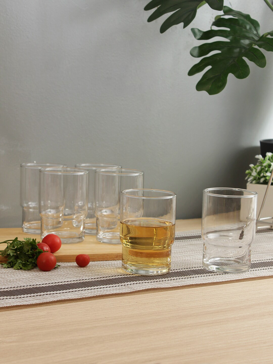 Buy Ocean Set Of 6 Transparent Solid Stack Glasses - Bar Glass for ...