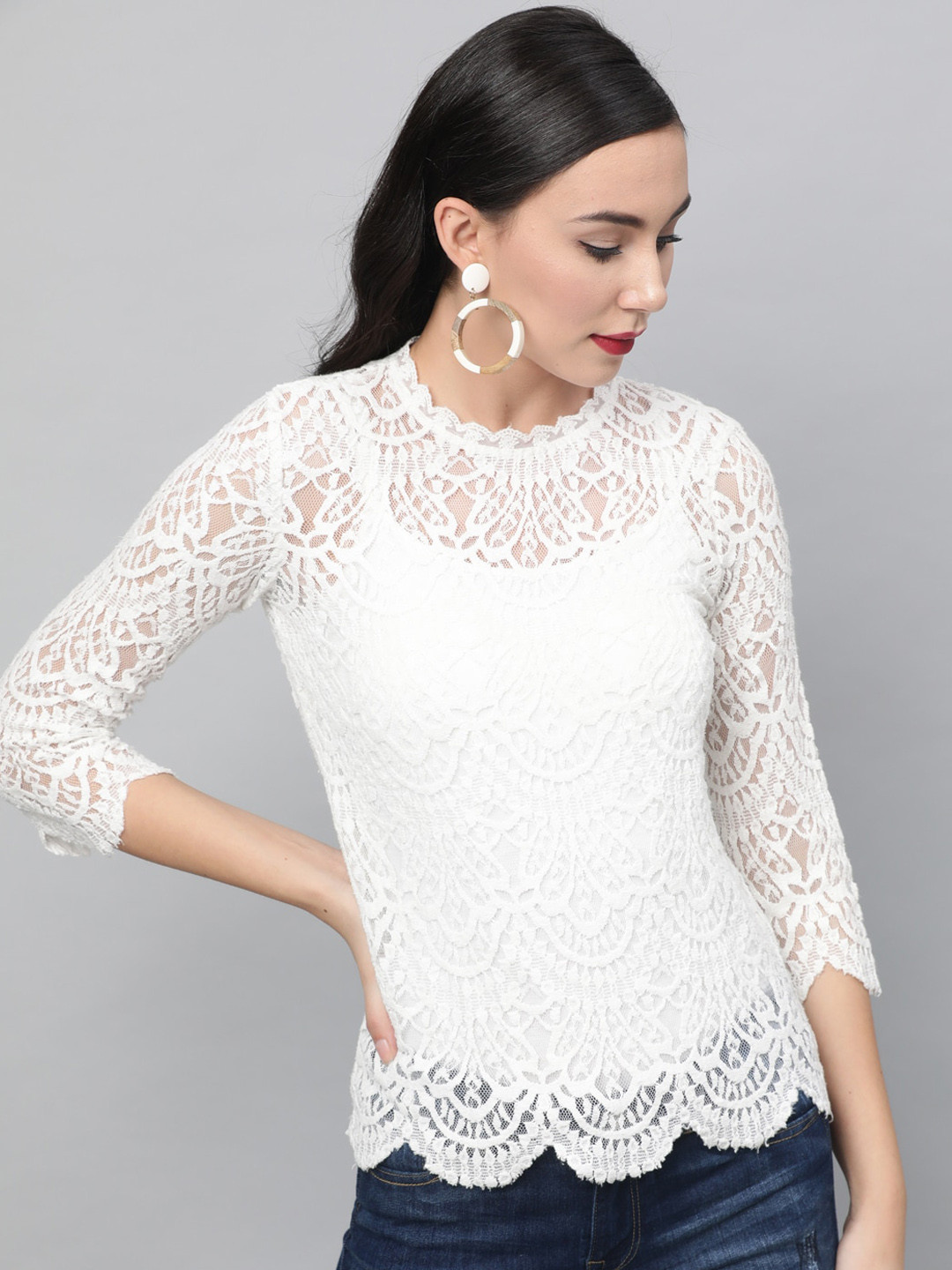 Buy STREET 9 Women White Self Design Top - Tops for Women 12713654 | Myntra