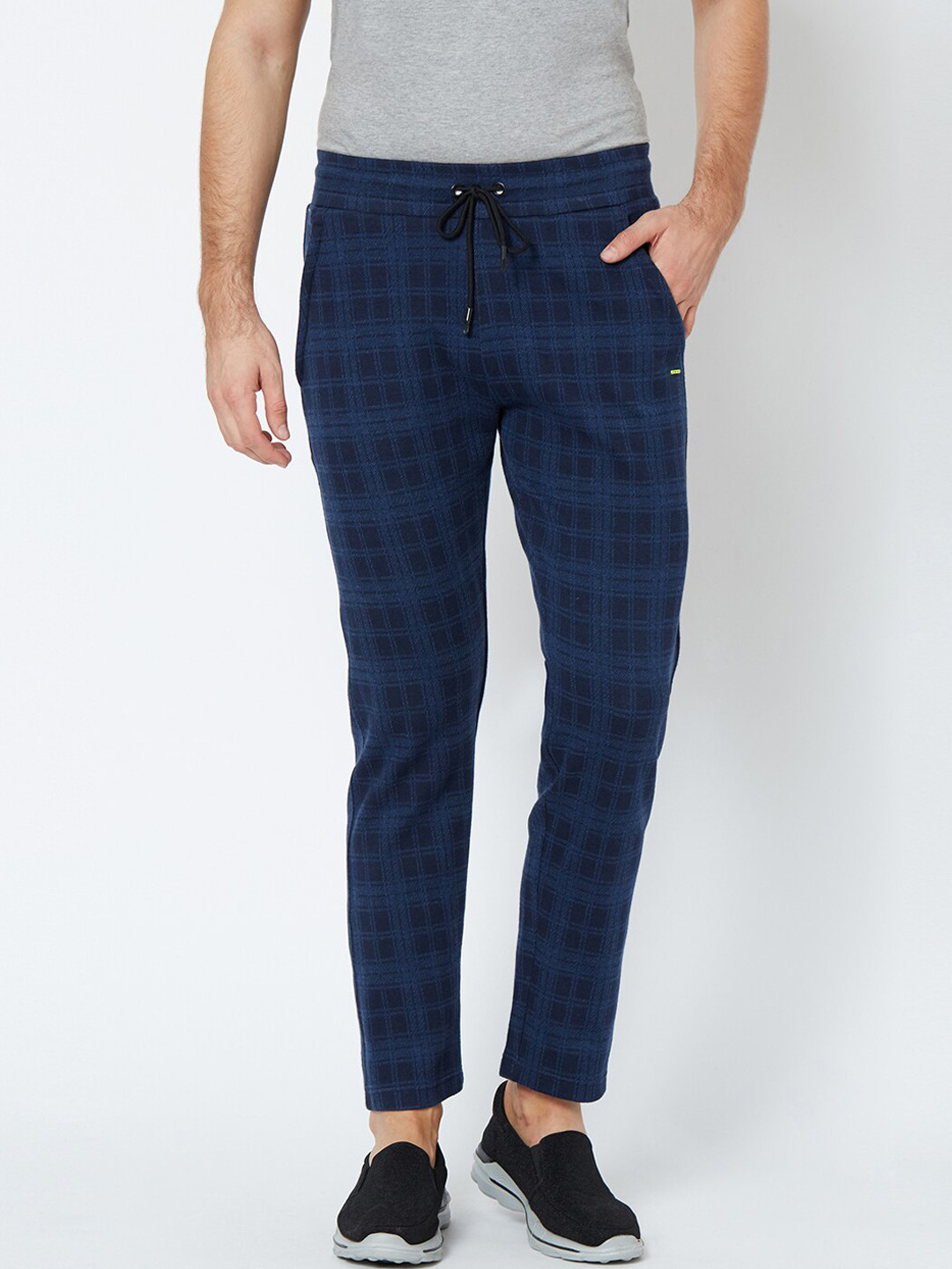 Buy Sweet Dreams Men Navy Blue Checked Track Pants - Track Pants for ...