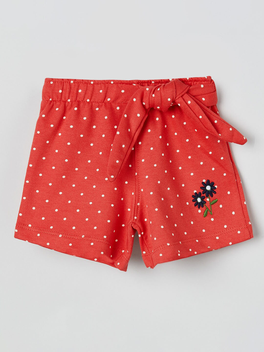 Buy Max Infant Girls Red & White Printed Regular Fit Regular Shorts ...