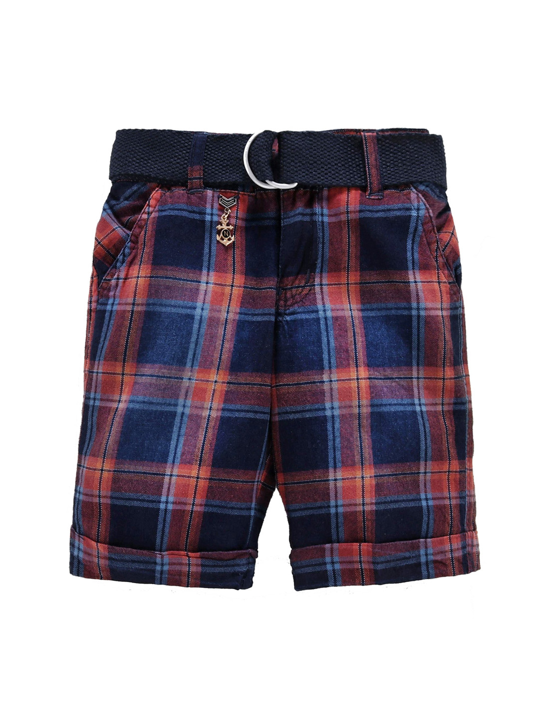 Buy Noddy Boys Navy Blue Checked Regular Fit Regular Shorts - Shorts ...