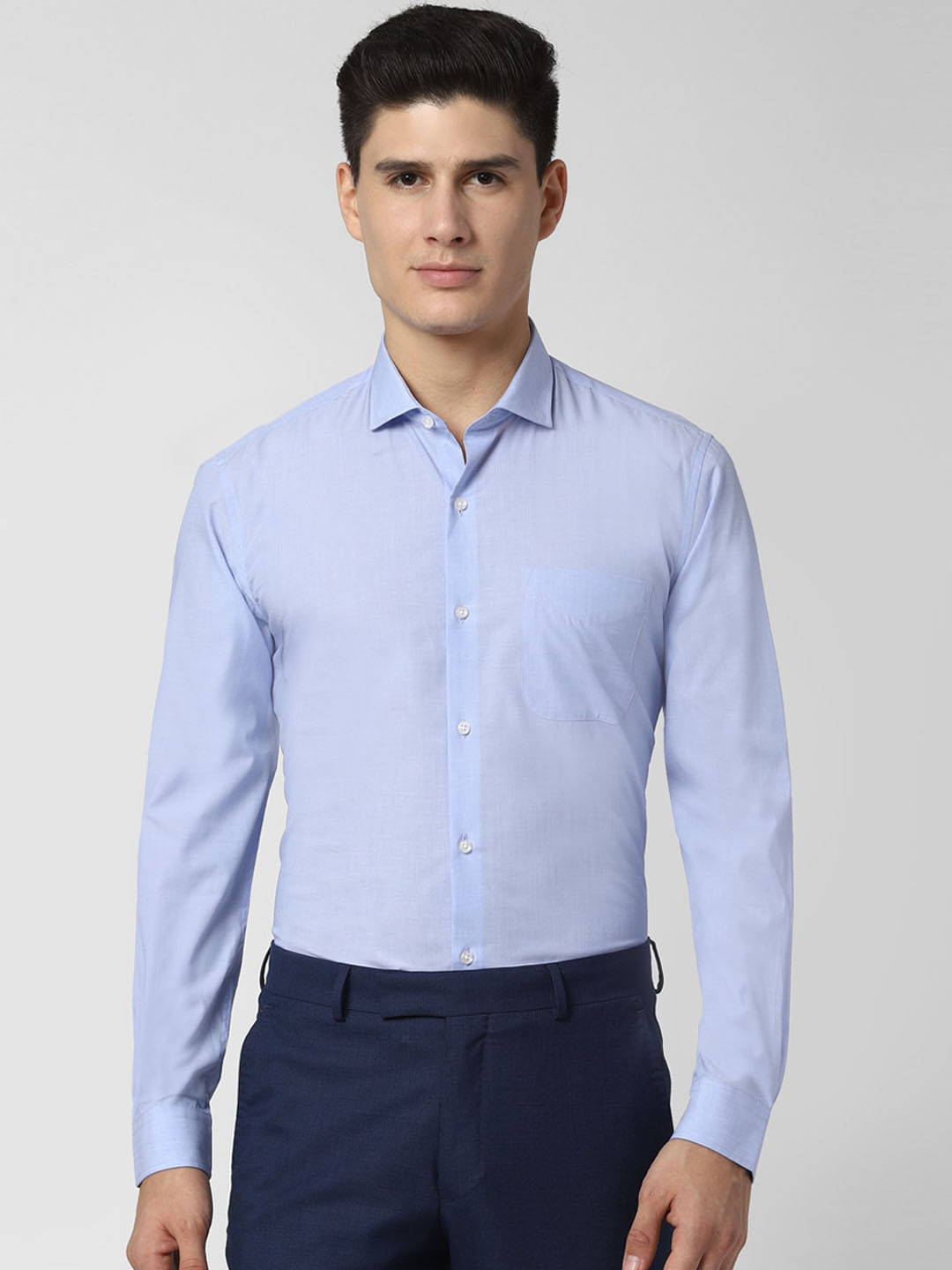 Buy Peter England Men Blue Slim Fit Solid Formal Shirt - Shirts for Men ...