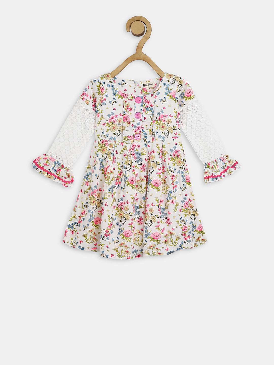 Buy Bella Moda Girls White Printed A Line Dress - Dresses for Girls ...