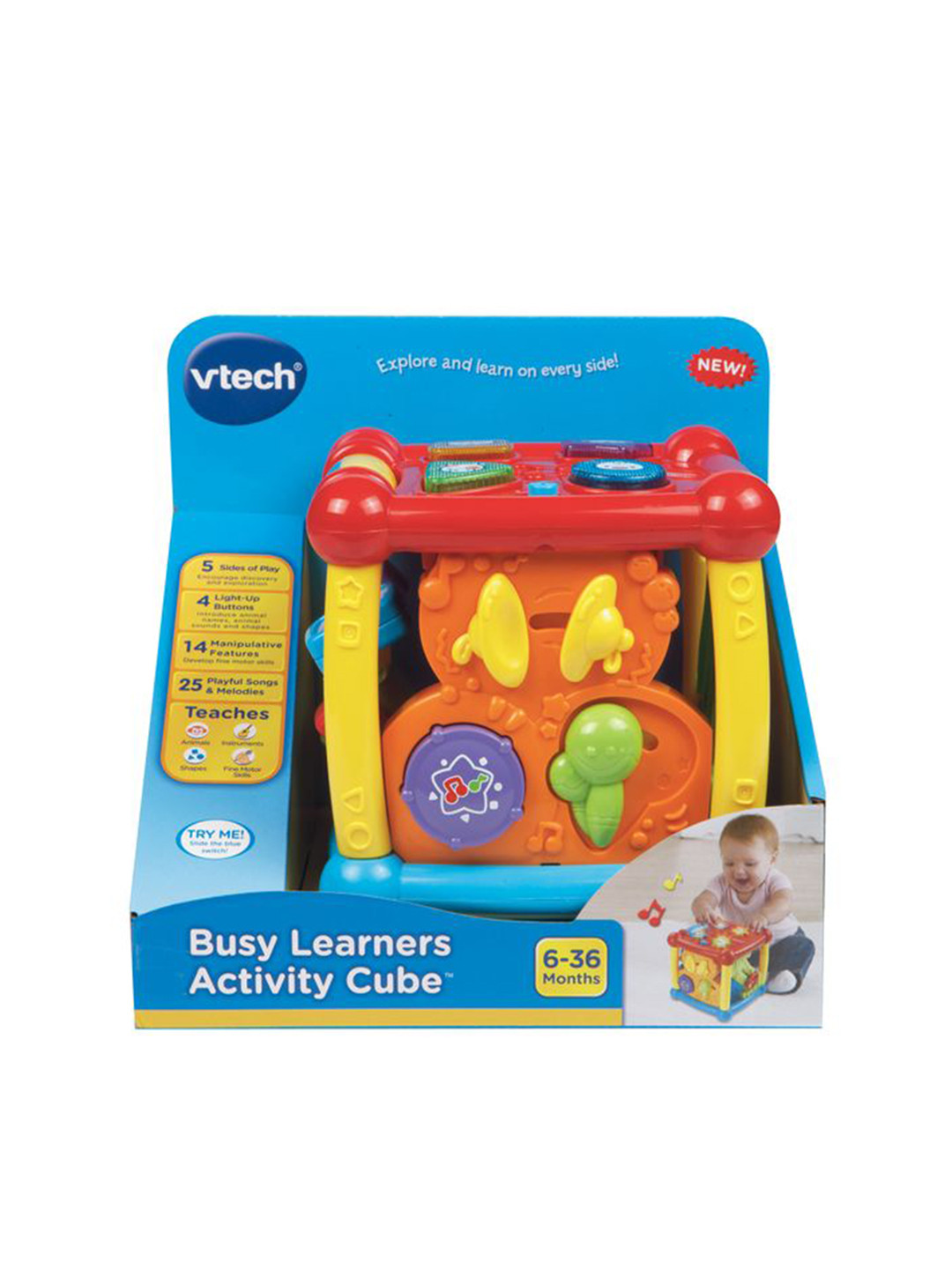 Buy Vtech By ToysRus Infants Yellow & Orange Turn & Learn Cube ...