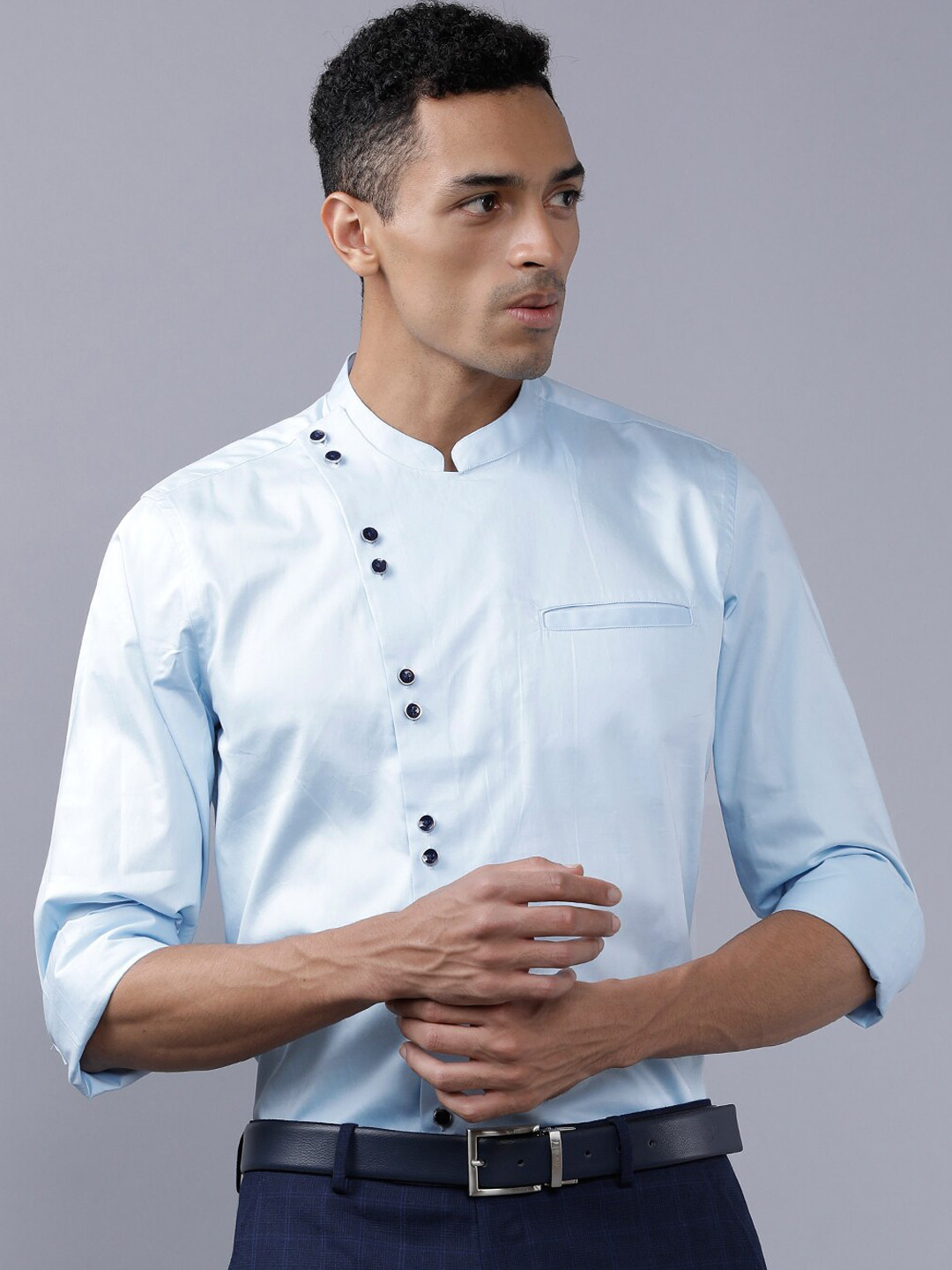 Buy HIGHLANDER Men Blue Slim Fit Solid Casual Shirt - Shirts for Men ...