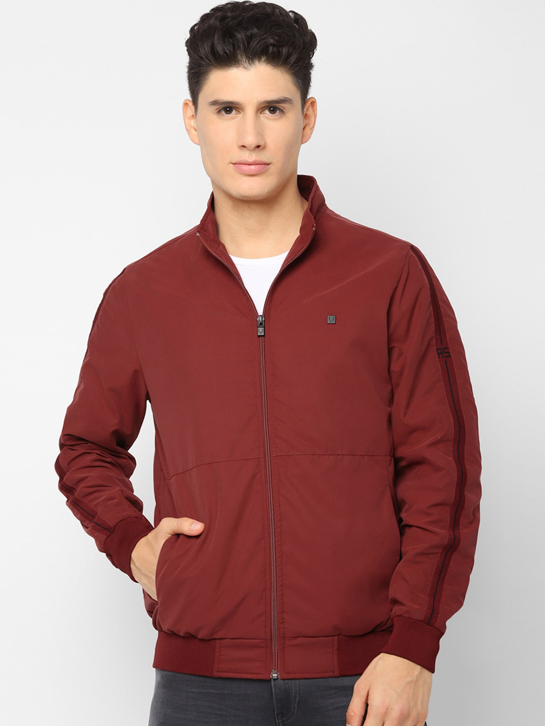 Buy Allen Solly Men Maroon Solid Bomber - Jackets for Men 12742336 | Myntra