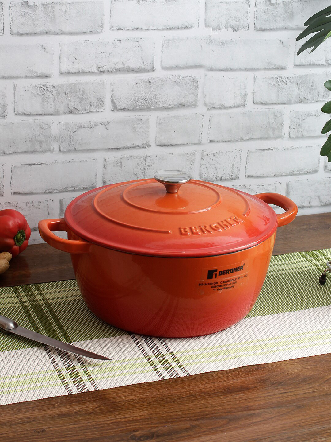 Buy BERGNER Orange Solid Cast Iron - Cooking Pot for Unisex 12745430 ...