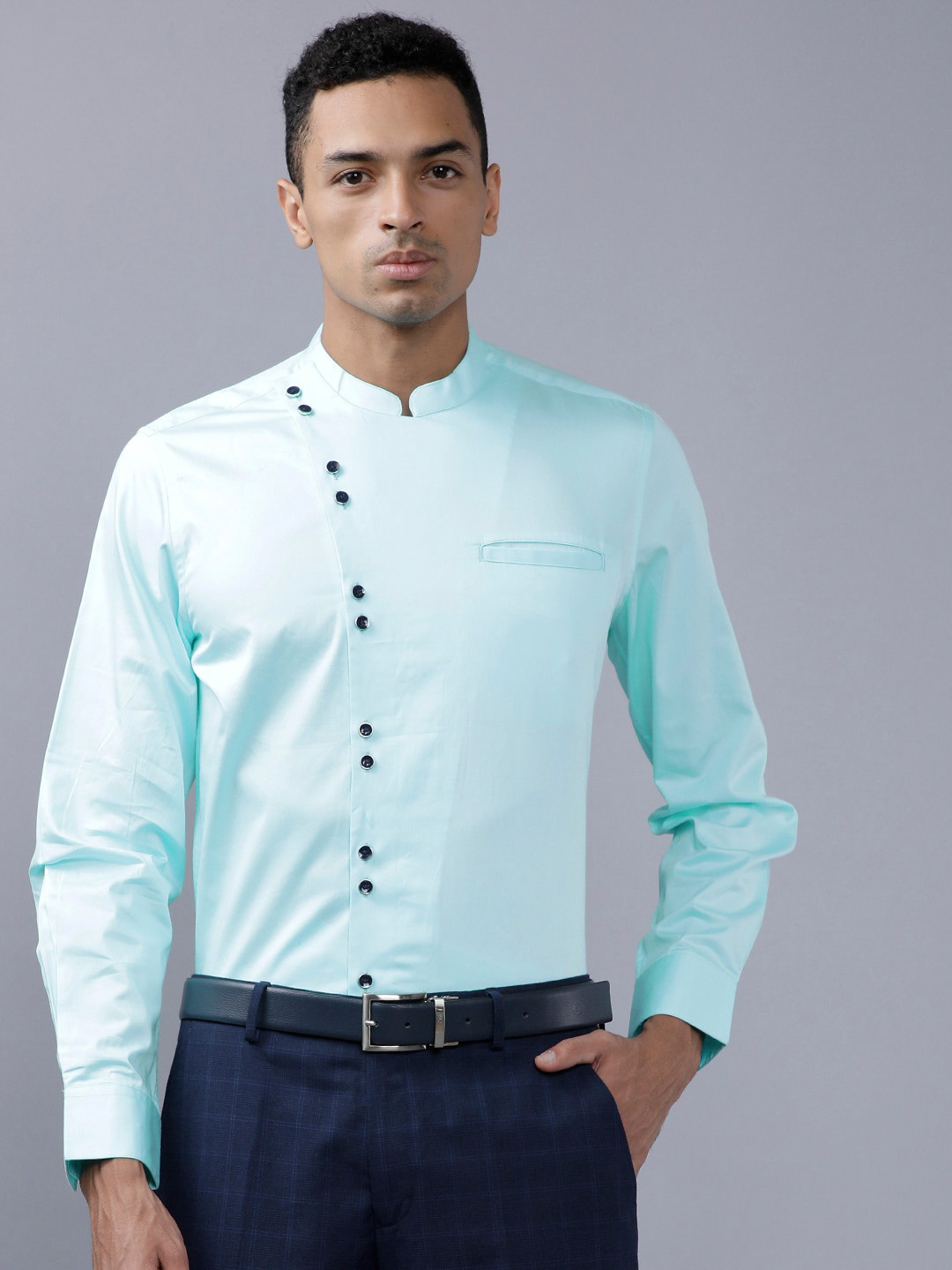 Buy HIGHLANDER Men Blue Slim Fit Solid Casual Shirt - Shirts for Men ...