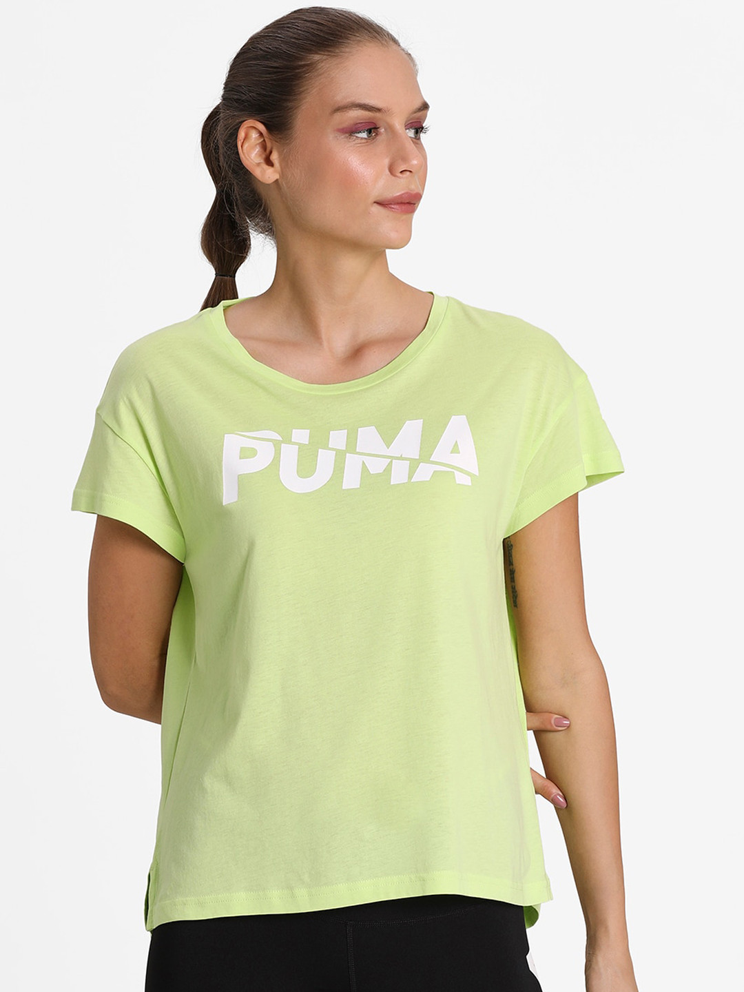 Buy Puma Women Green Printed Round Neck T Shirt - Tshirts for Women ...