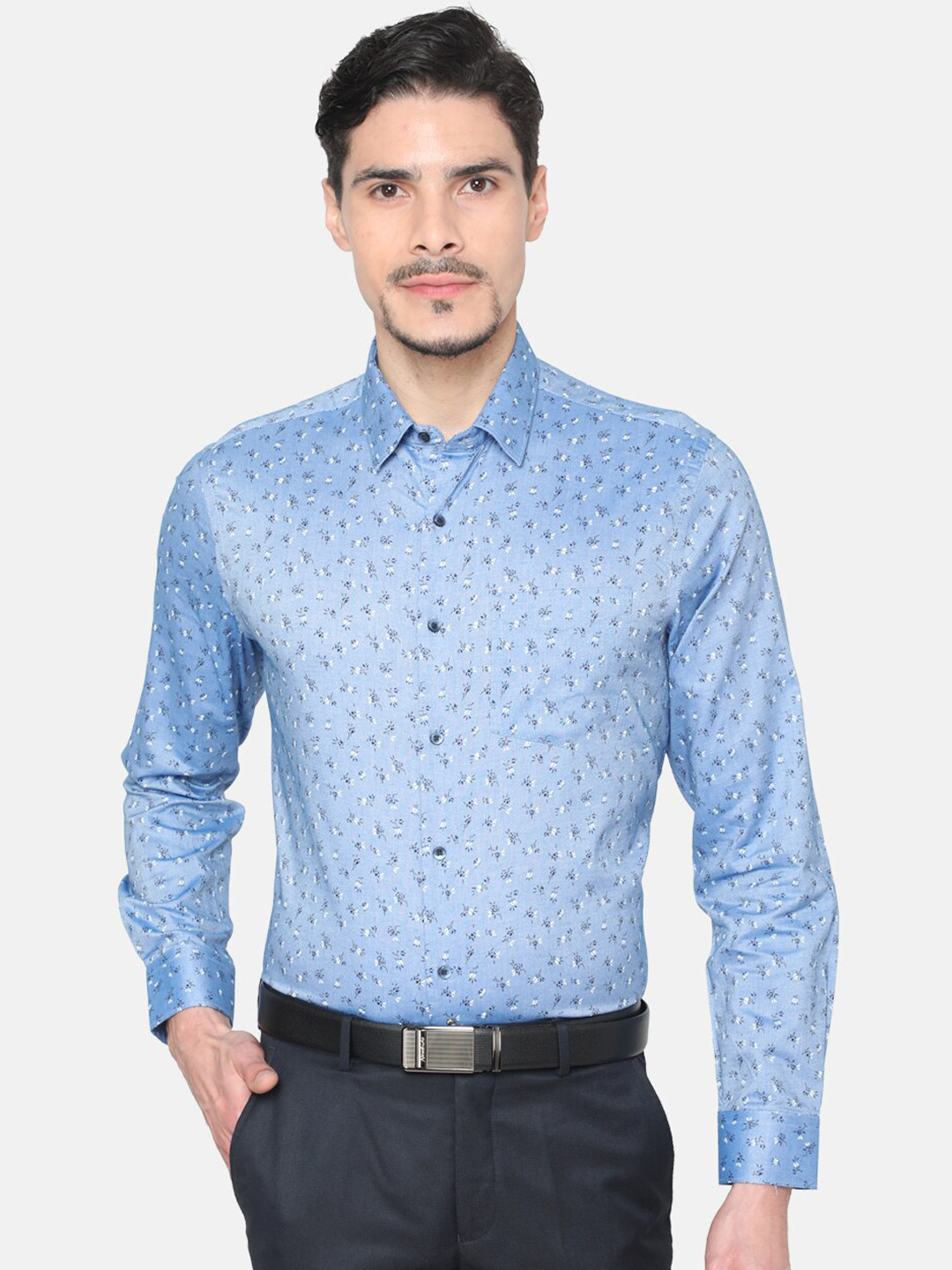 Buy J Hampstead Men Blue Slim Fit Printed Formal Shirt - Shirts for Men ...