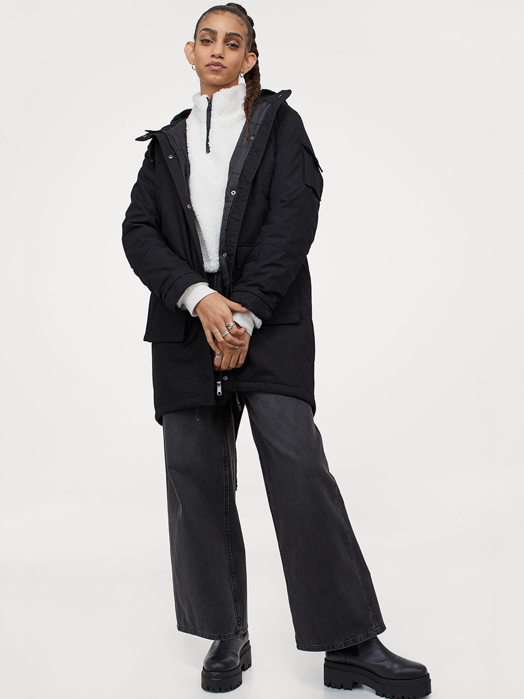 Buy H&M Women Black Parka - Jackets for Women 12773012 | Myntra