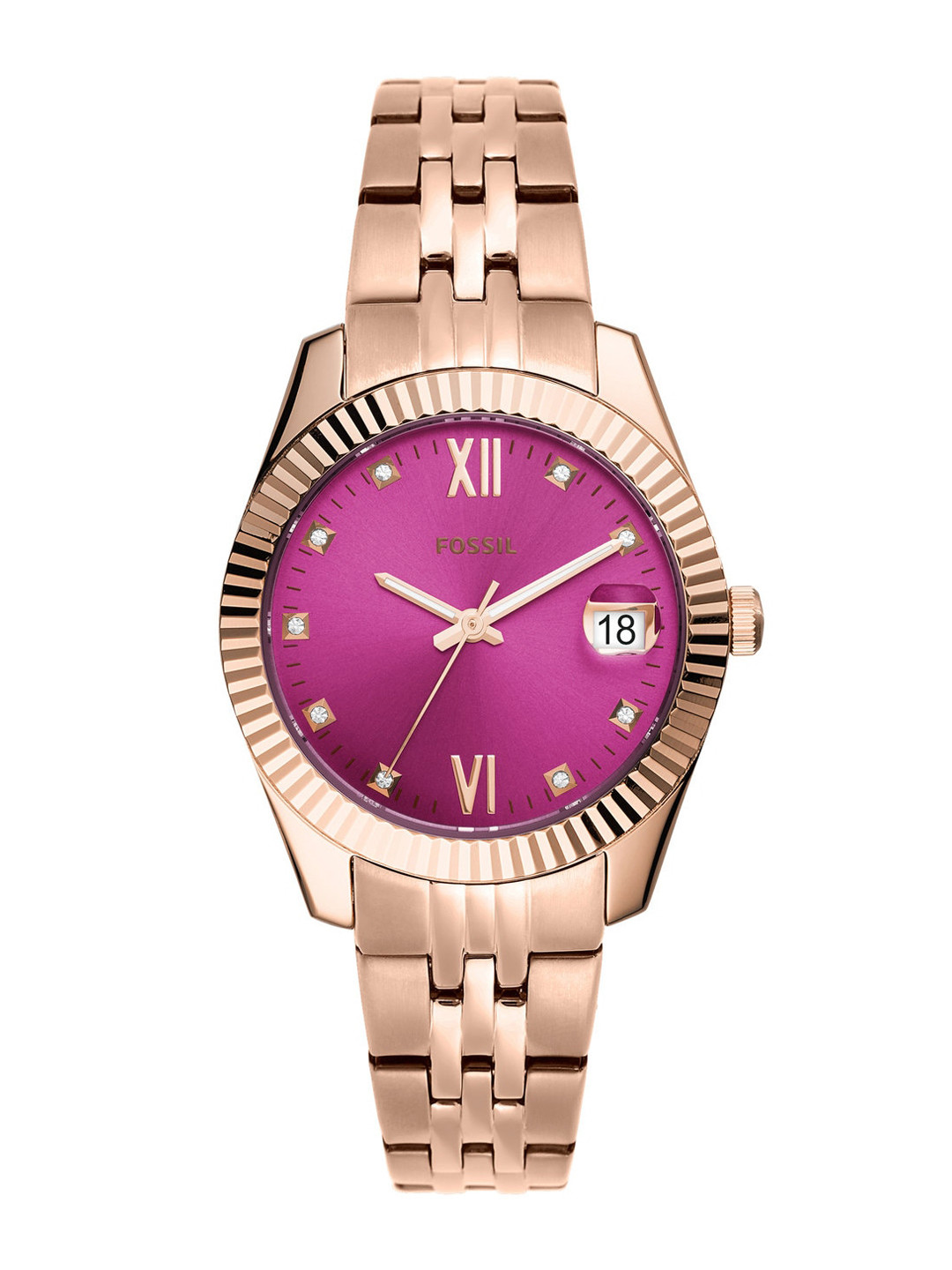 Buy Fossil Women Pink & Rose Gold Plated Analogue Scarlette Mini Watch ...