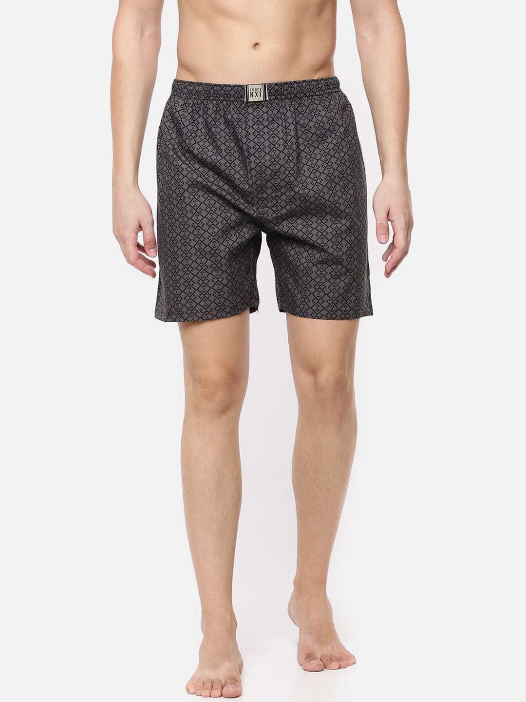 Buy Force NXT Men Charcoal Grey Printed Pure Cotton Boxers - Boxers for ...
