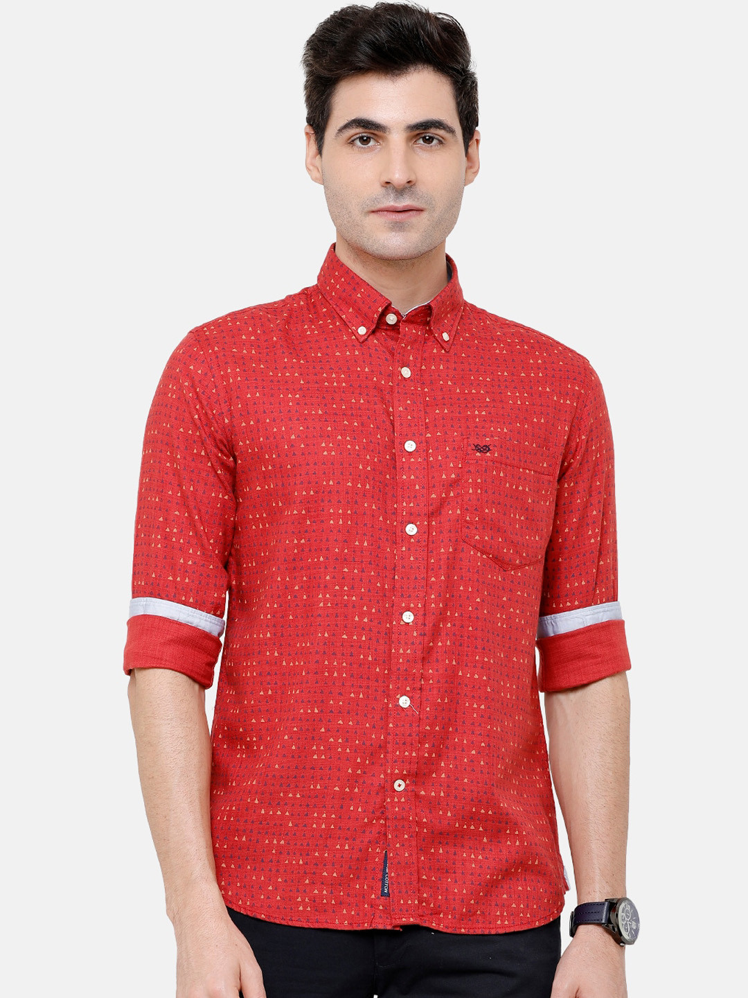 Buy Double Two Men Red Comfort Slim Fit Printed Casual Shirt - Shirts ...
