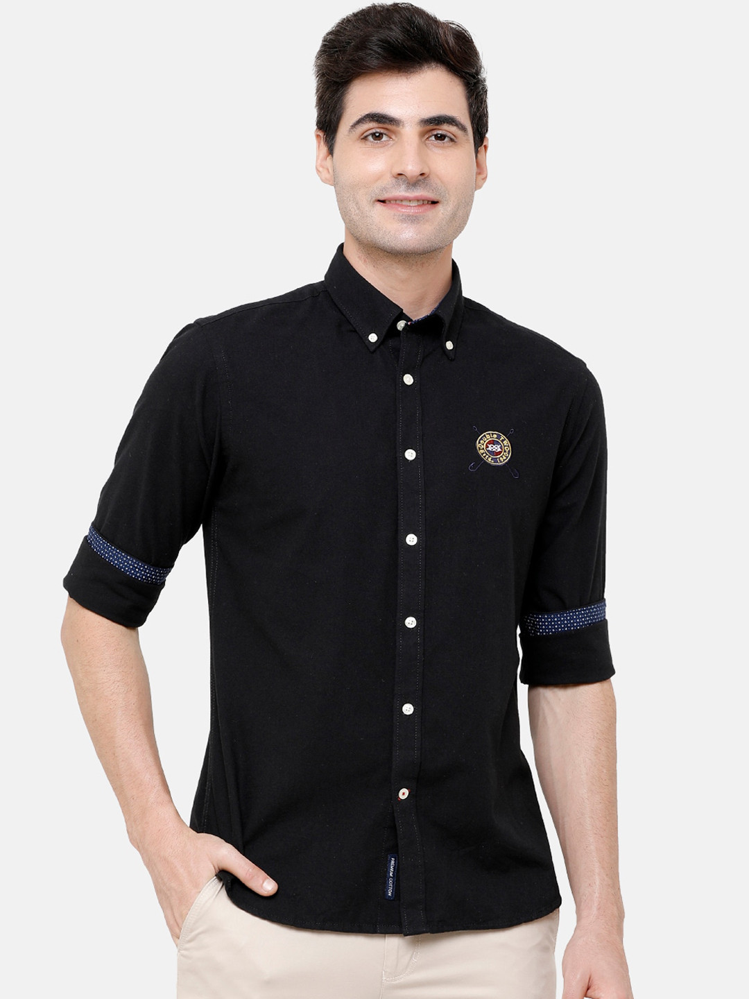 Buy Double Two Men Black Comfort Slim Fit Solid Casual Shirt - Shirts ...