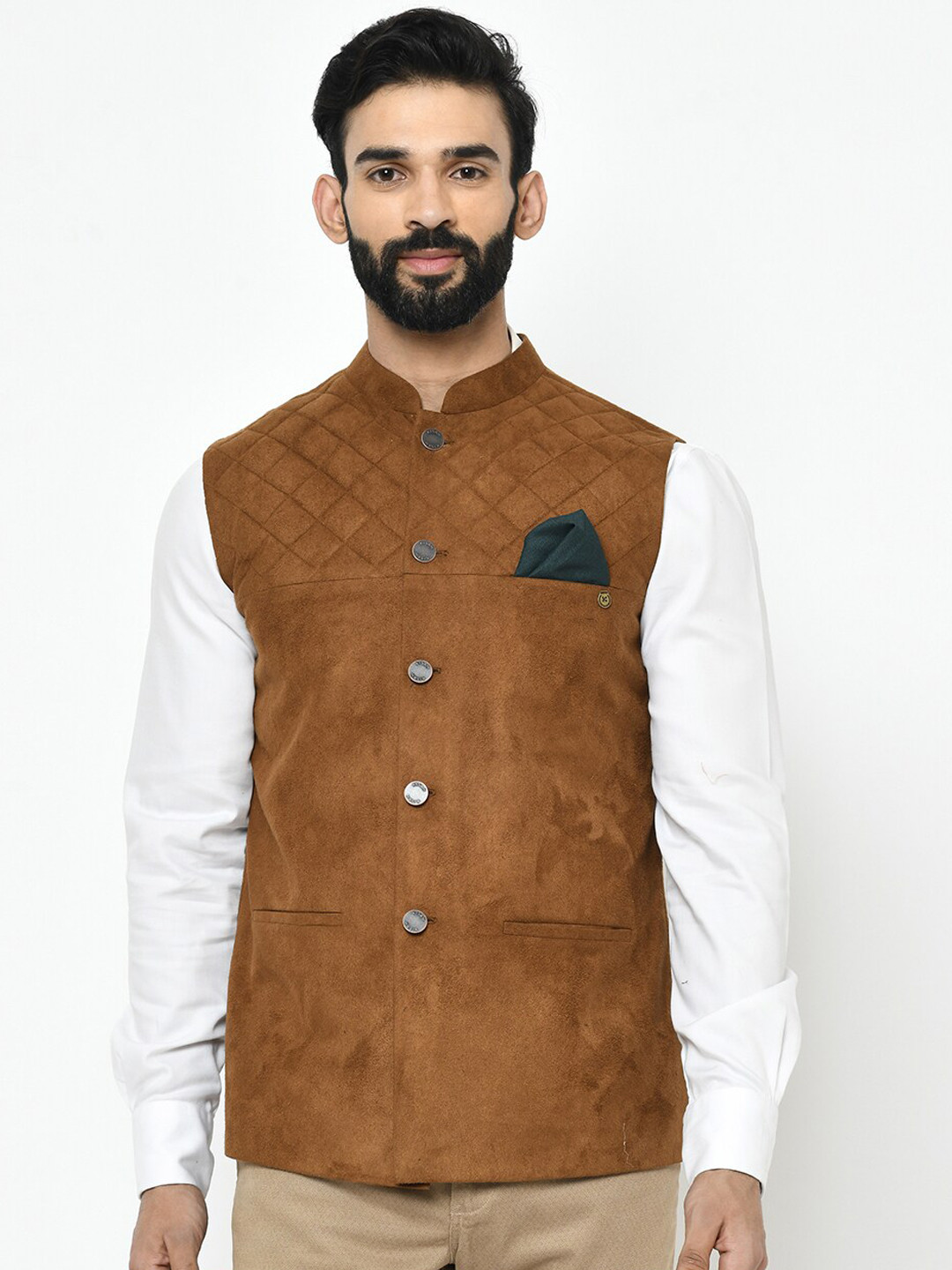 Buy KISAH Men Brown Solid Nehru Jacket - Nehru Jackets for Men 12774408 ...