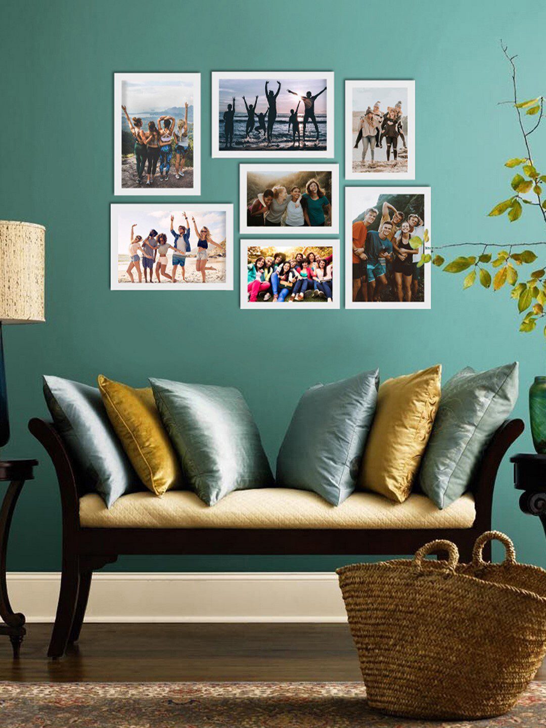 Buy ECraftIndia Set Of 7 White Solid Memory Wall Collage Photo Frames ...