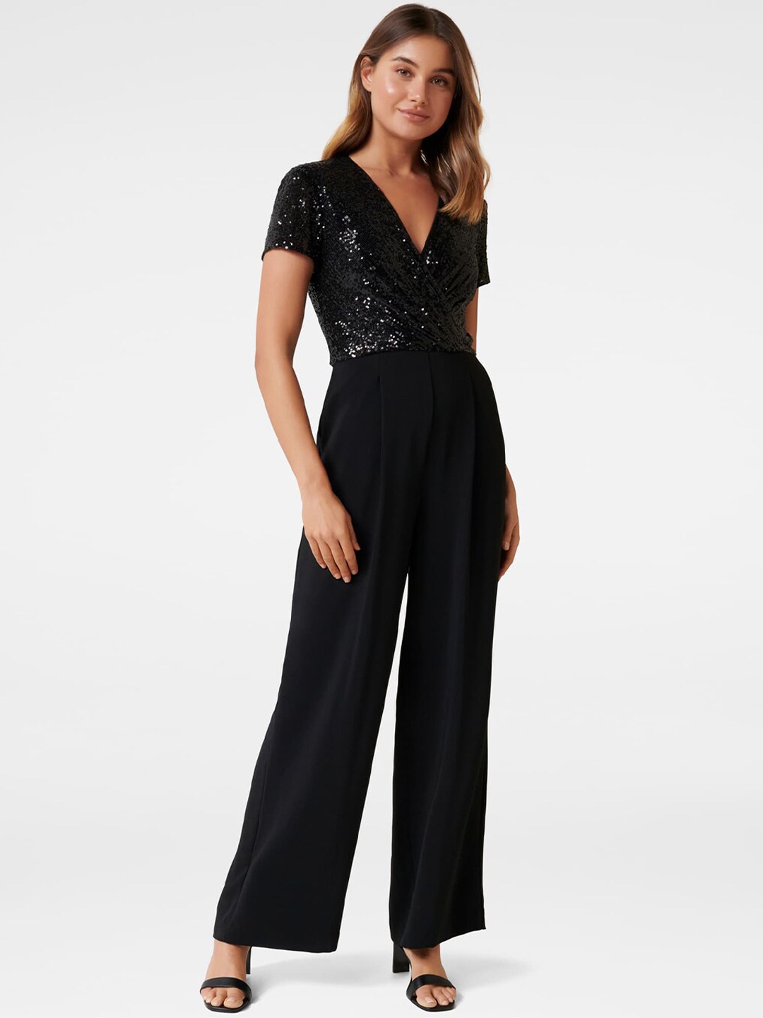 Buy Forever New Women Black Solid Basic Jumpsuit Jumpsuit For Women