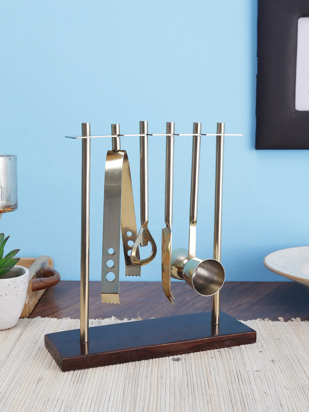 Buy VarEesha Set Of 4 Gold Toned Hand Made Bar Tool Set - Barware Tool ...