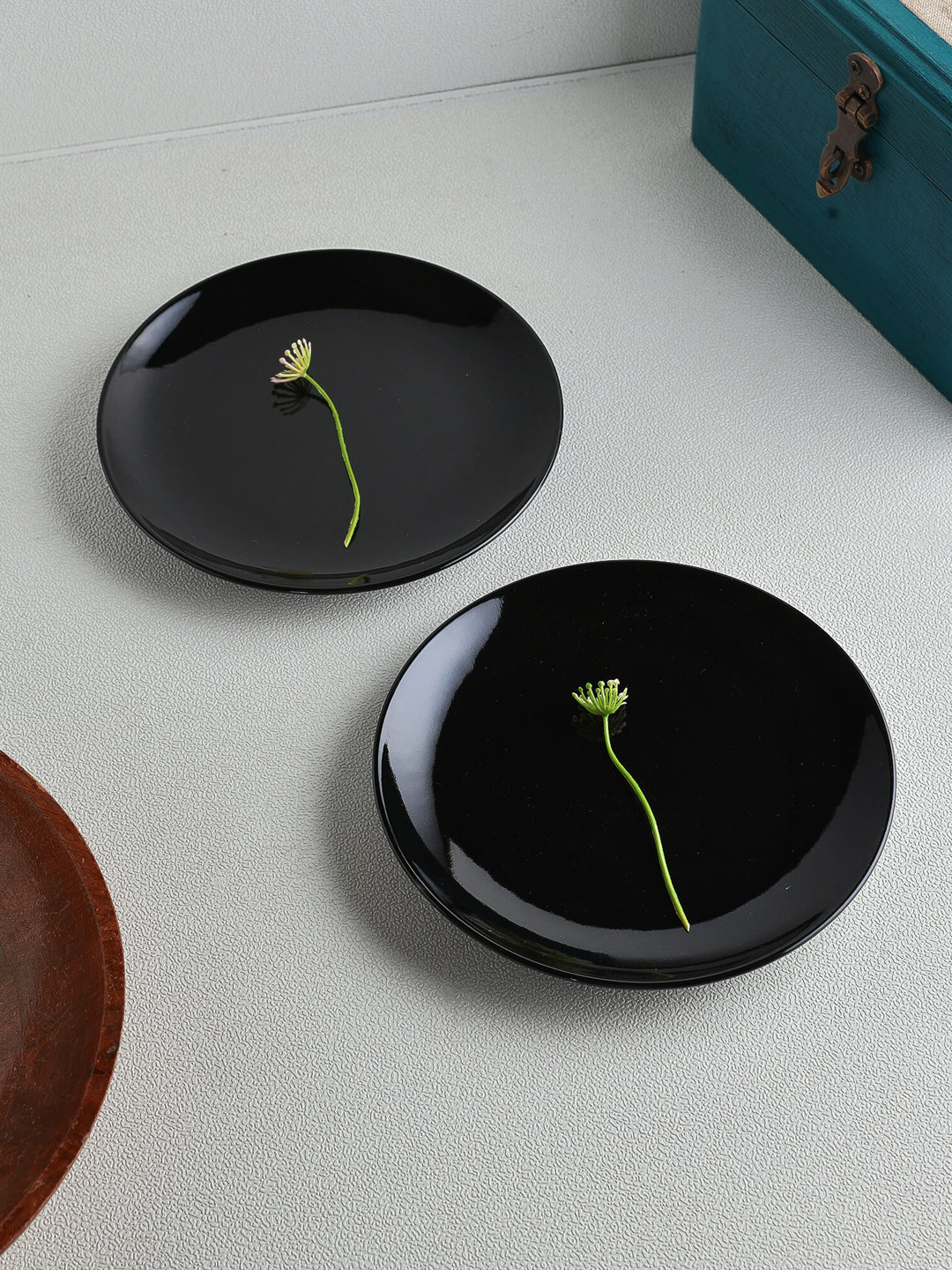 Buy Ariane Black Solid 2 Pieces Porcelain Plates Set - Plates for ...