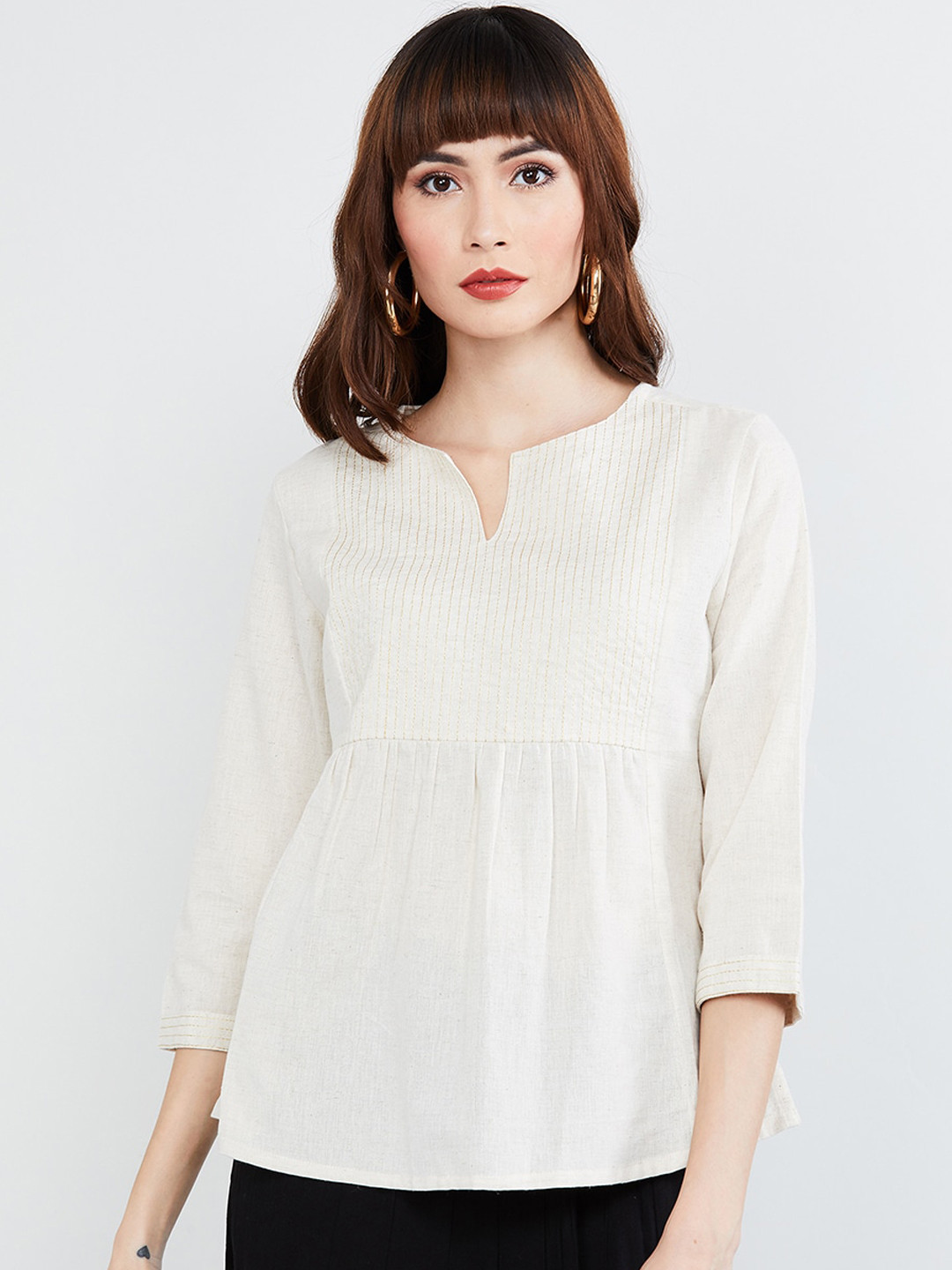 Buy Max Women Off White Solid Empire Top - Tops for Women 12637880 | Myntra